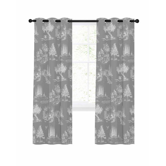 Farmhouse Animal Blackout Curtains 84 Inch Length Rustic Plants Bird ...
