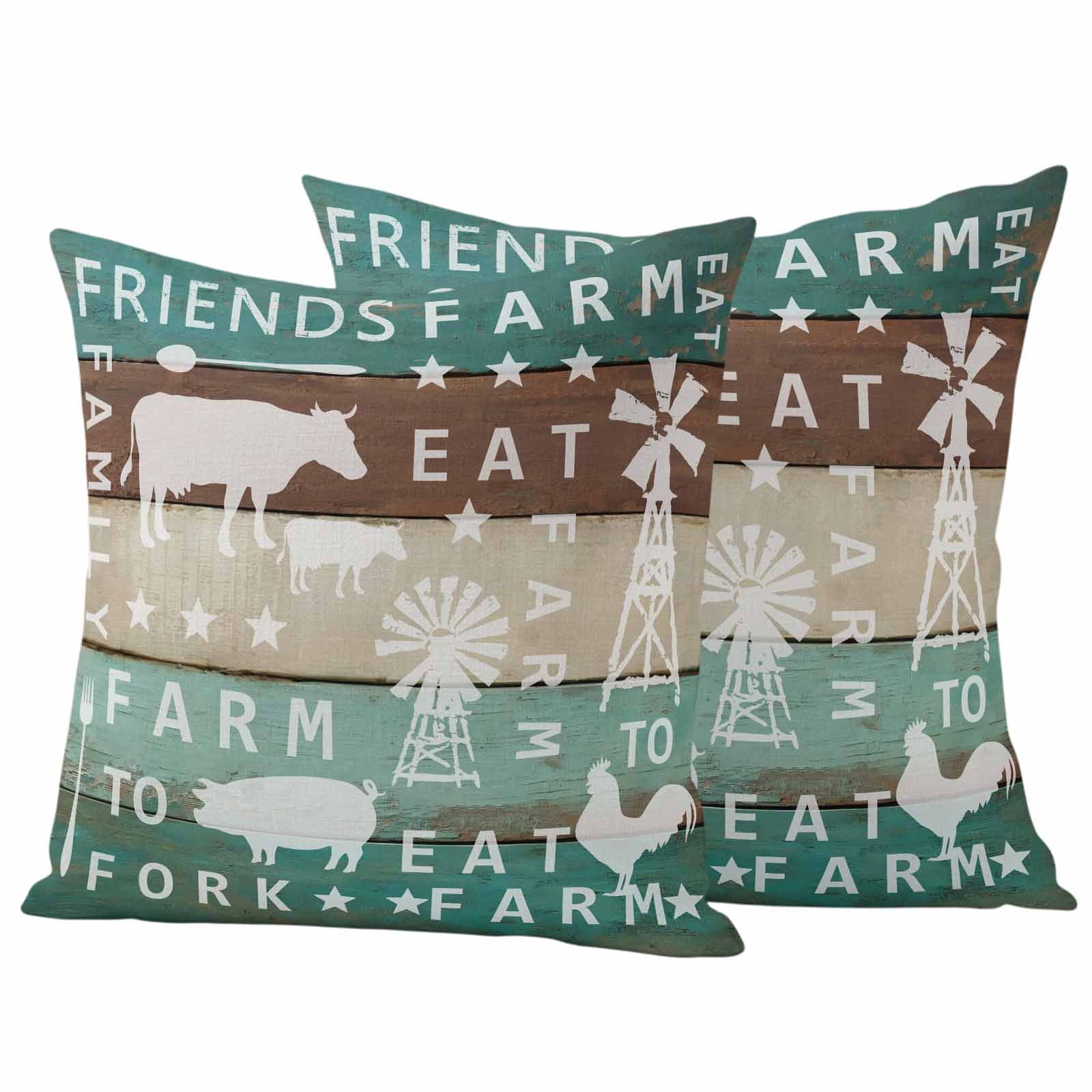Farmhouse Animal Outdoor Pillow Covers Set of 2 Chicken Cow Pig ...