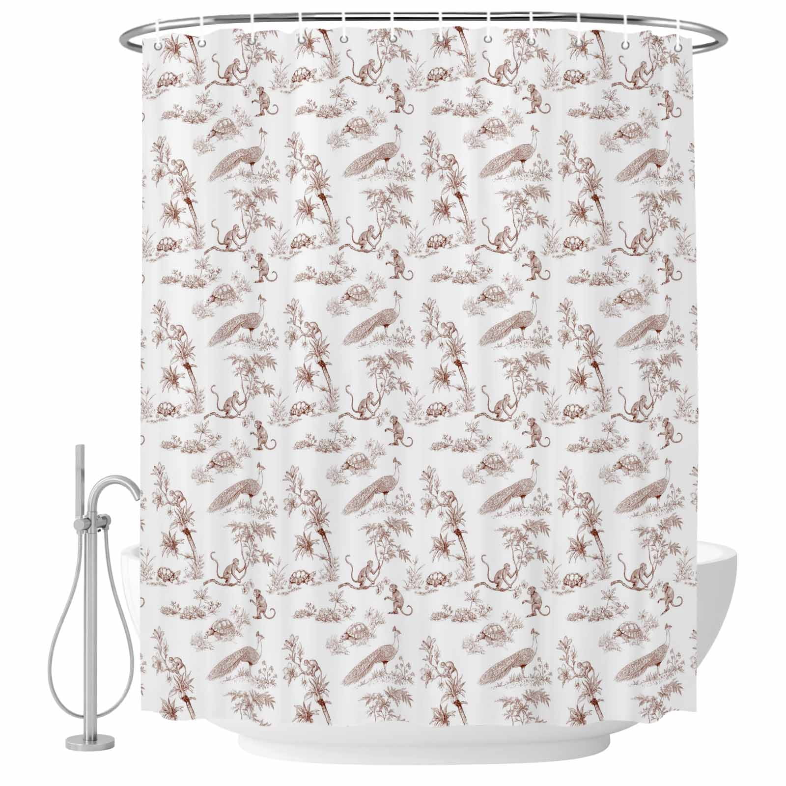 Farmhouse Animal Shower Curtain for Bathroom, Rustic Plant Turtles ...