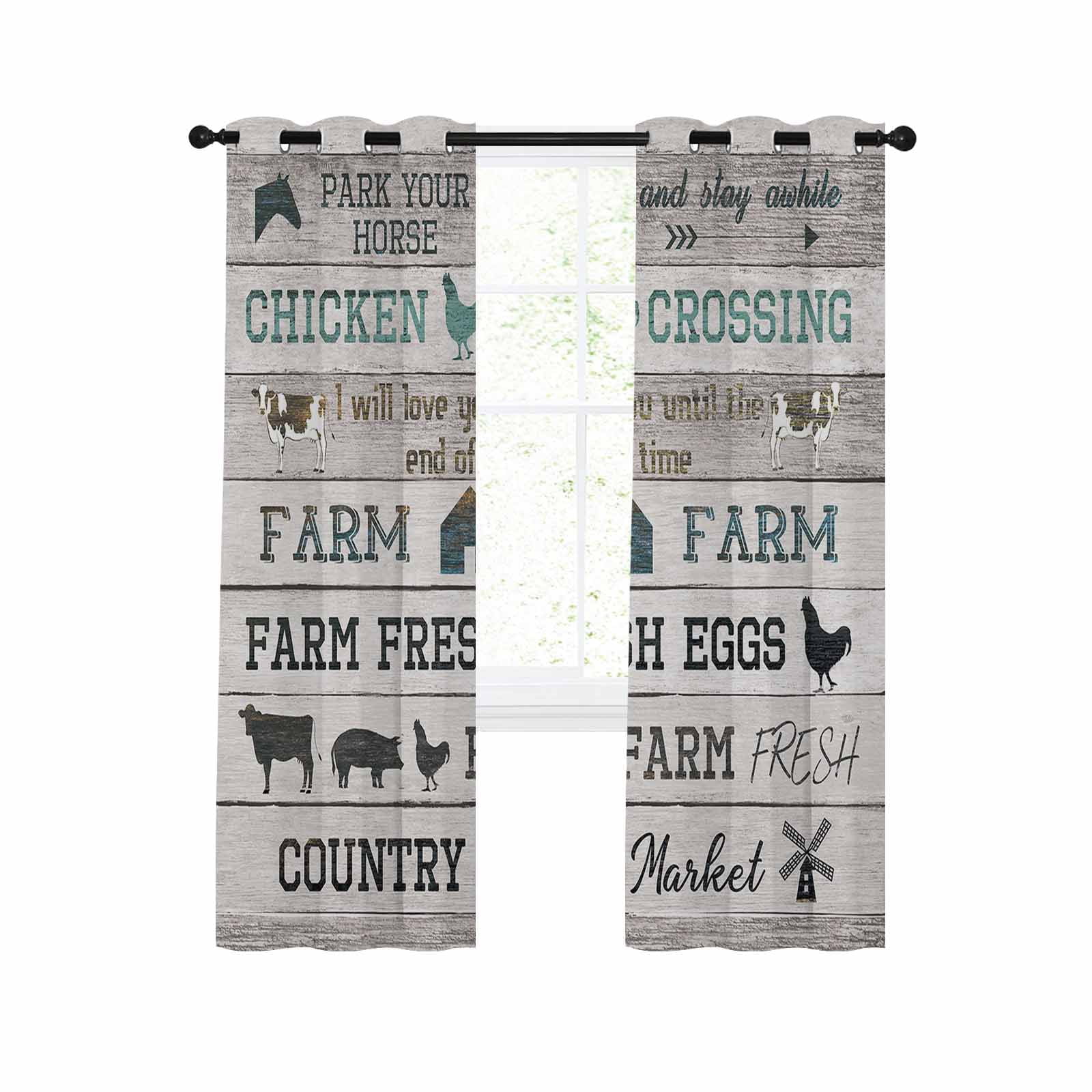 Farmhouse Animals Blackout Curtains 45 Inches Long for Bedroom, Rooster ...