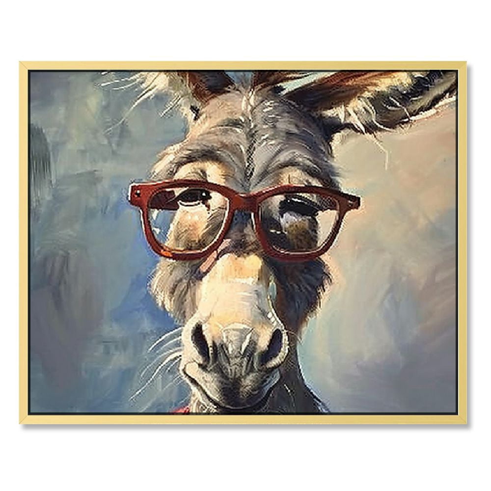 Farmhouse Animals Canvas Prints Wall Art Funny Donkey with Red Glasses ...