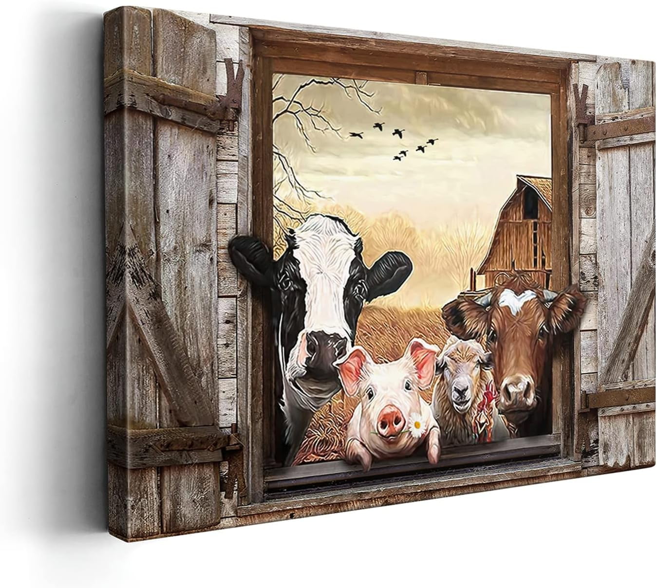 Farmhouse Animals Cow in Fake Window Wall Art Farmhouse Animals ...