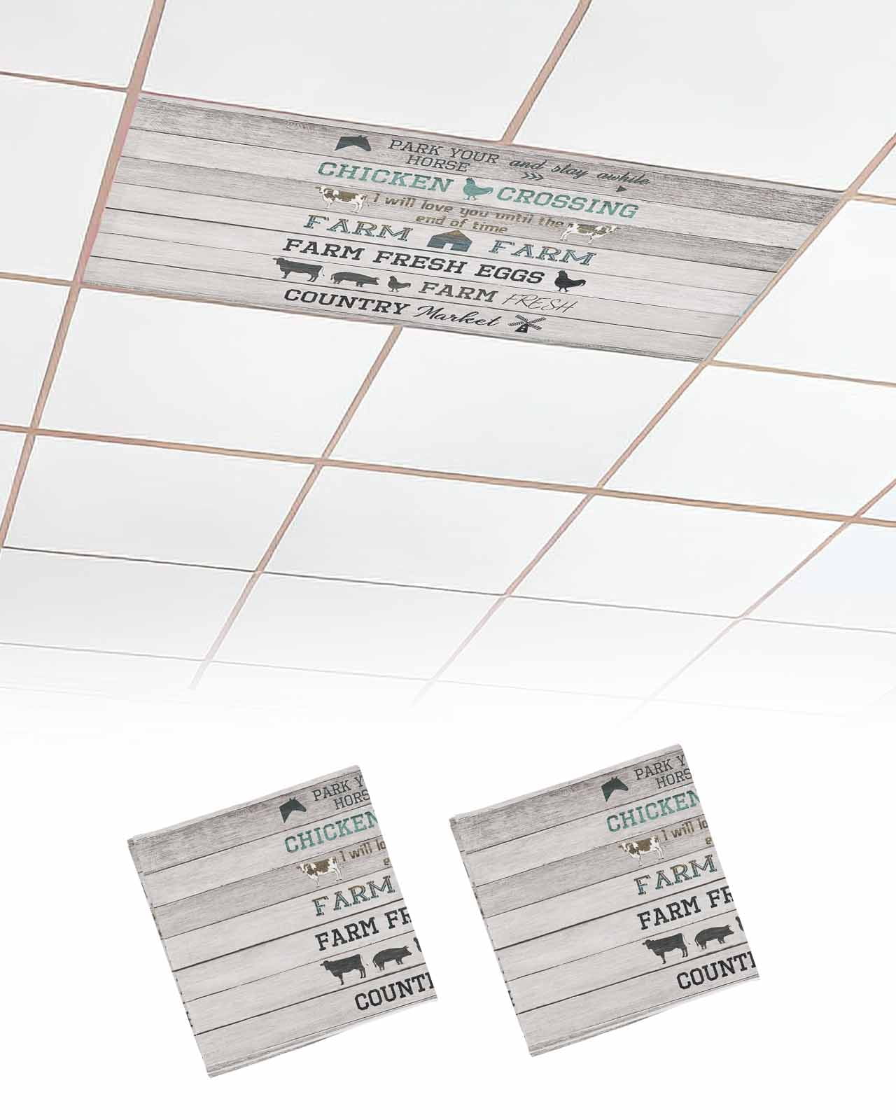 Farmhouse Animals Fluorescent Light Covers for Ceiling Lights 4x2 feet ...