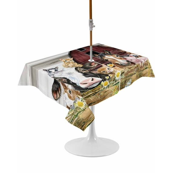 Farmhouse Animals Rectangle Outdoor Tablecloth, Waterproof Table Cloth ...