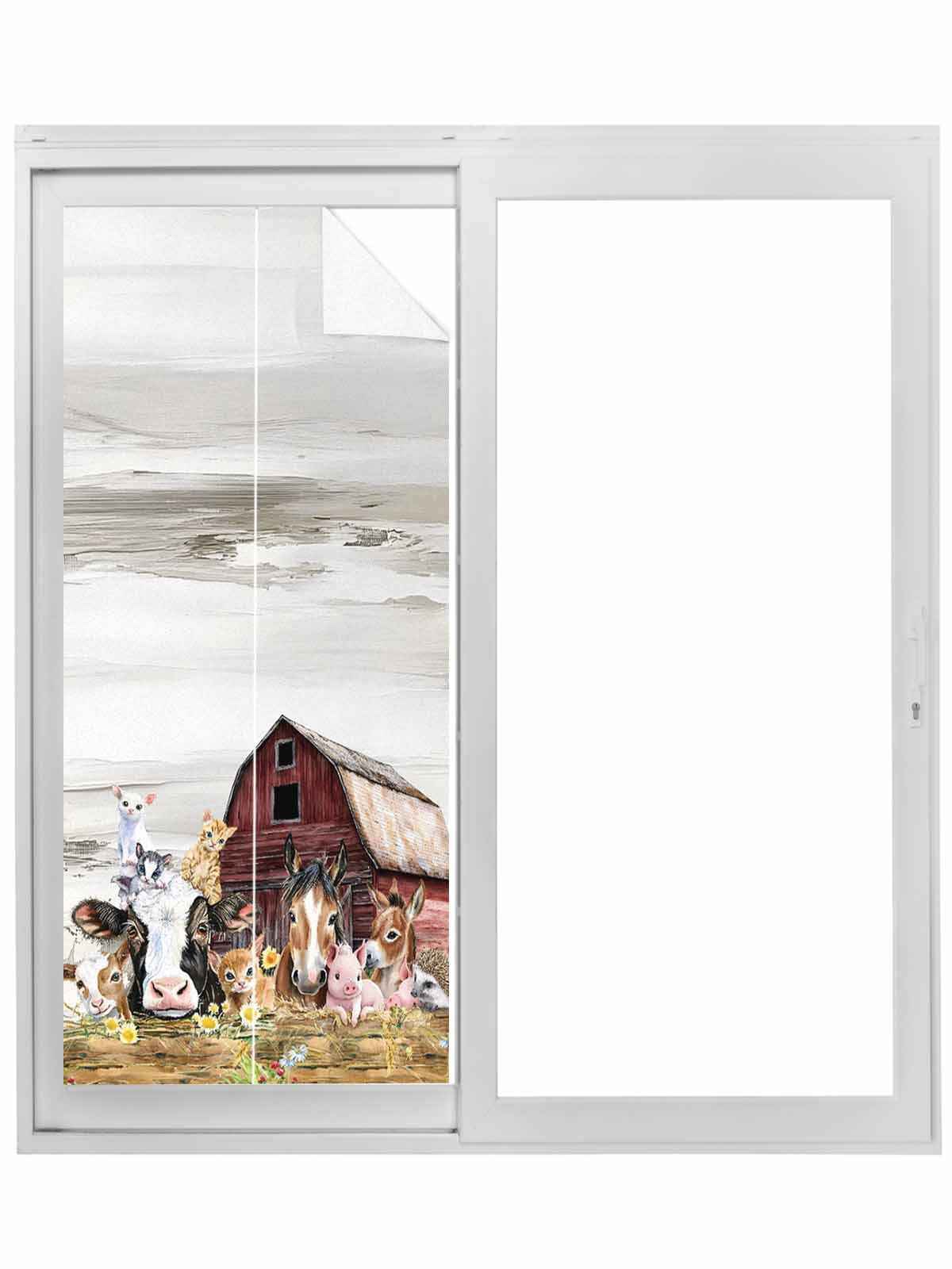 Farmhouse Animals Window Privacy Film Stained Glass Window Film ...