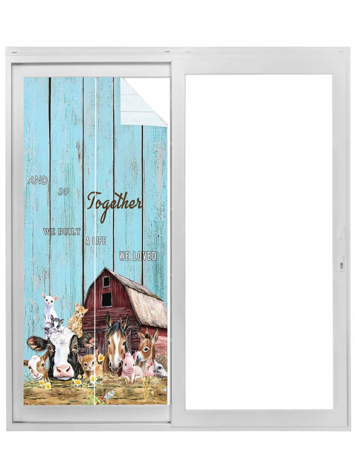 Farmhouse Animals Window Privacy Film Stained Glass Window Film ...