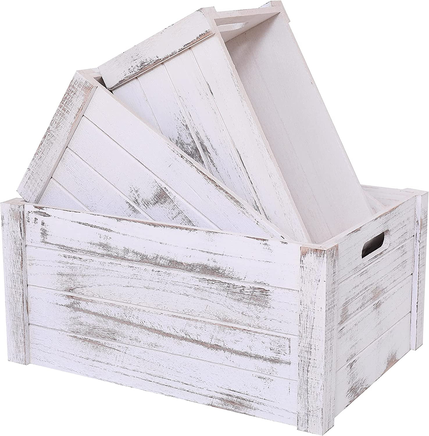Farmhouse Antique White Wooden Crate For Storage,Rustic Decorative ...