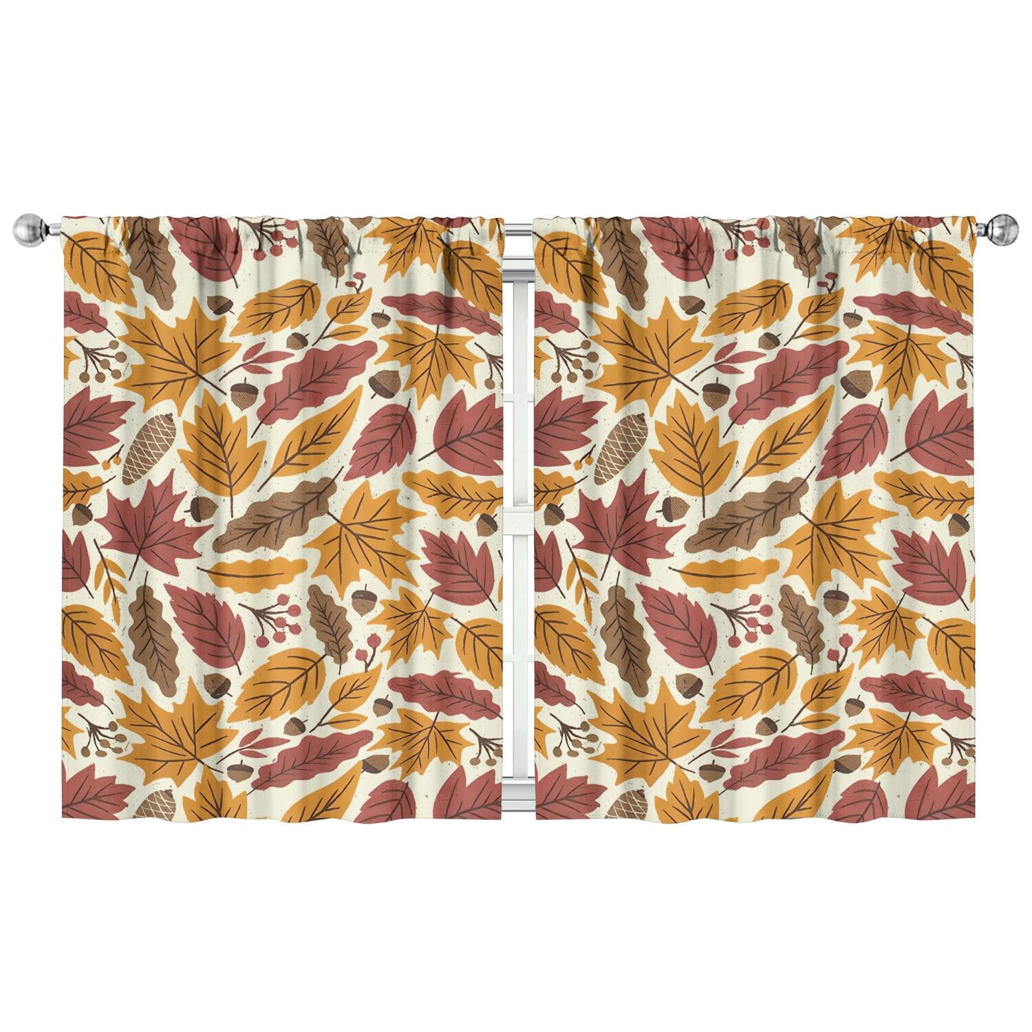 Farmhouse Autumn Style Tier Curtains 2 Pack Harvest Festival Pumpkin ...