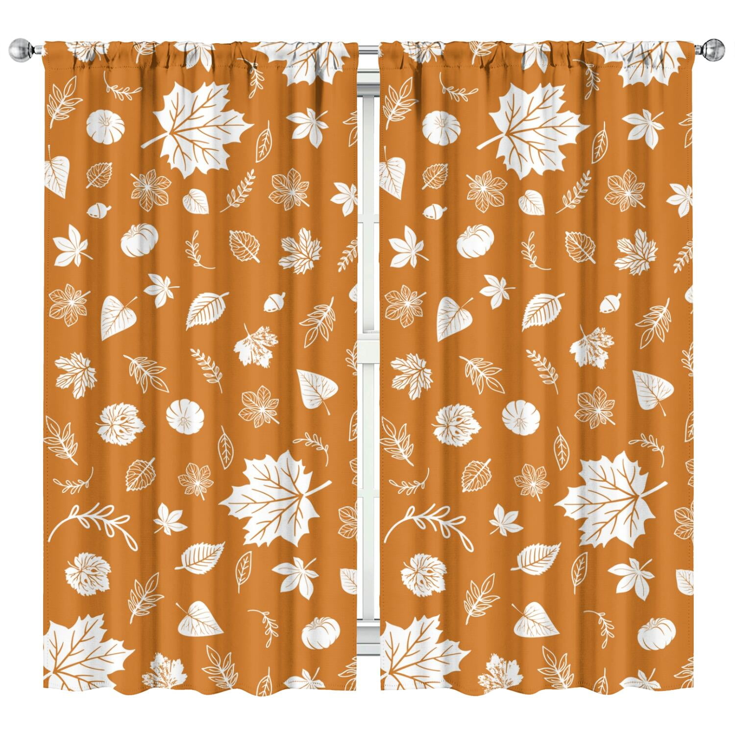 Farmhouse Autumn Theme Tier Curtains Set Maple Leaf 42x84in(106x213cm ...
