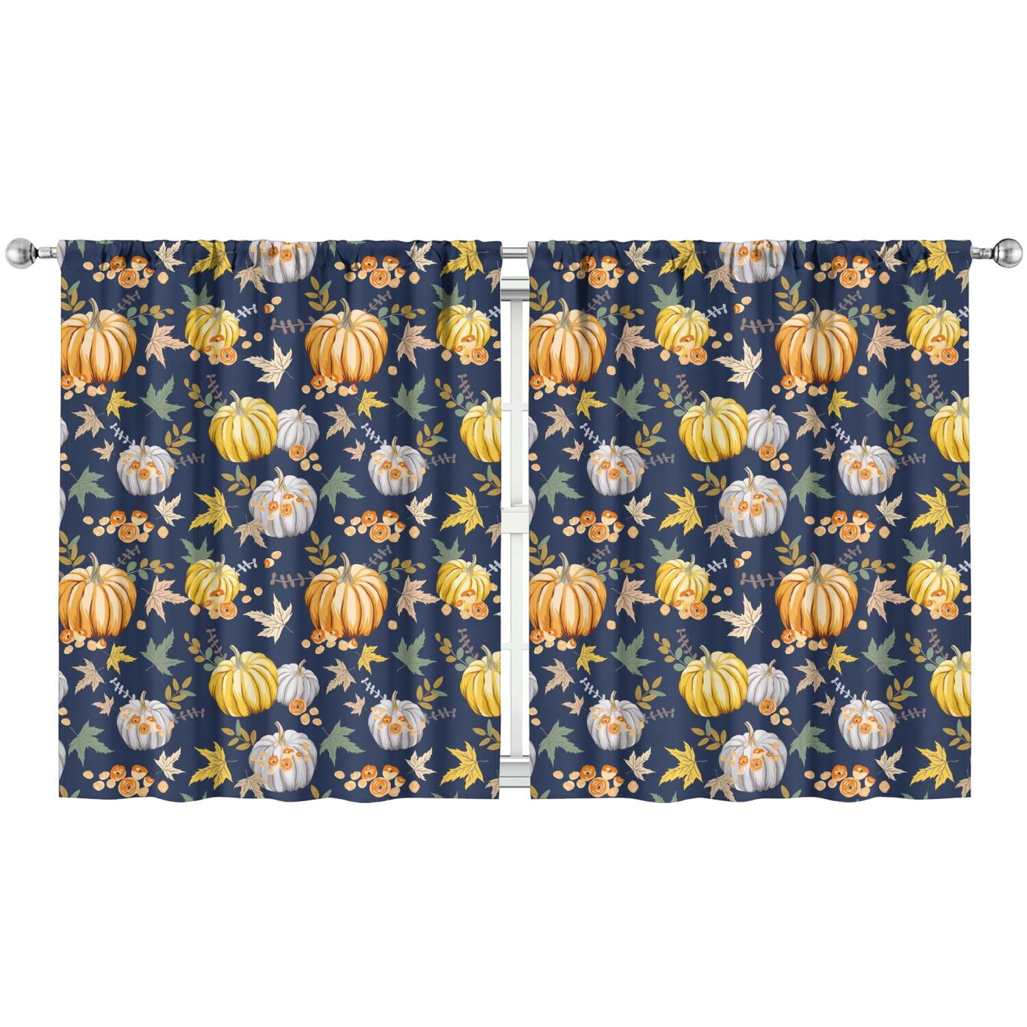 Farmhouse Autumn Theme Window Panels 2 PC Pumpkin Sunflower Fall ...