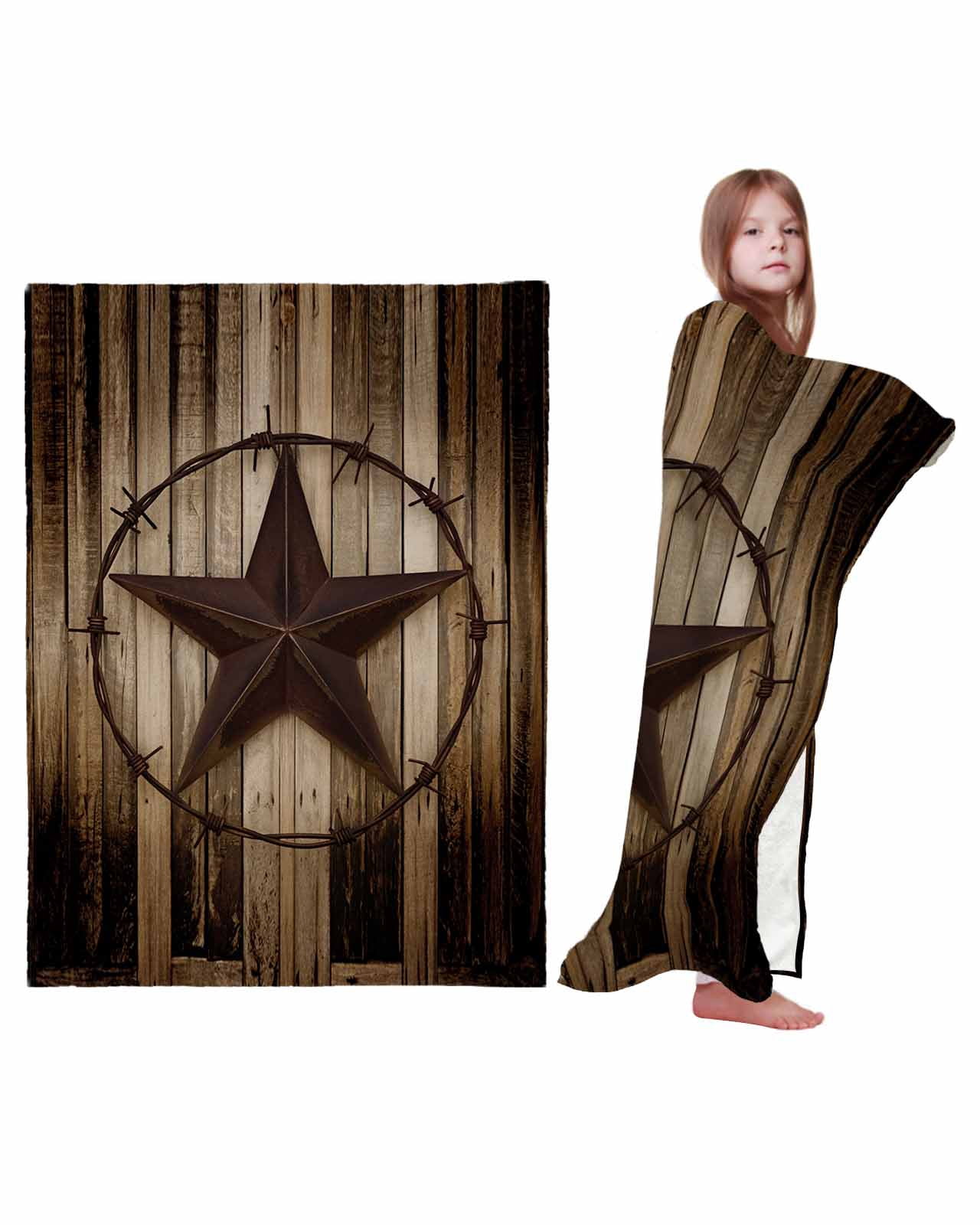 Farmhouse Baby Blankets for Girls/Boys, Barn Star Wood Texture Soft ...