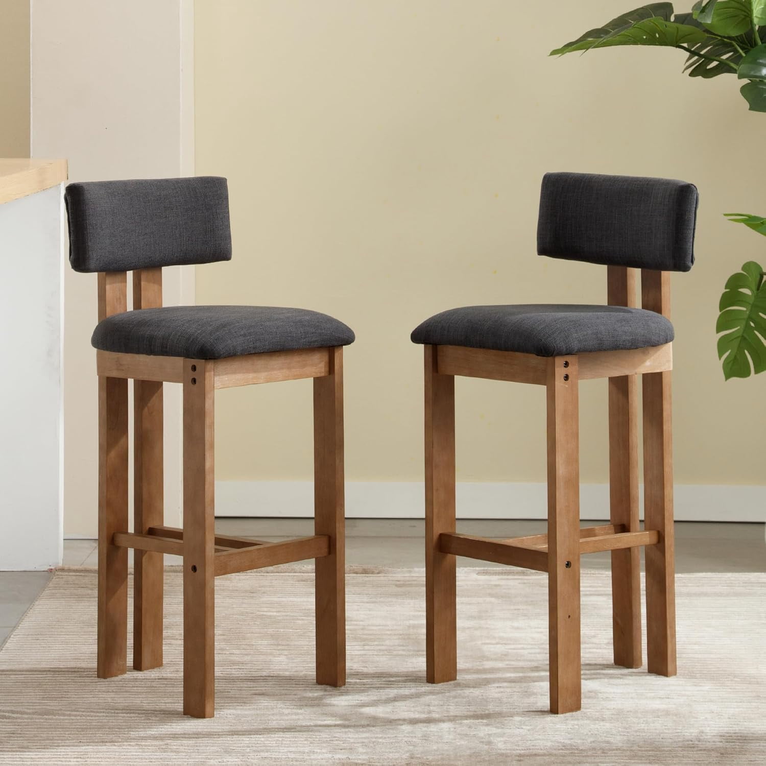 Farmhouse Bar Stools Set of 2 for Kitchen Bar 30 inches Bar Height ...