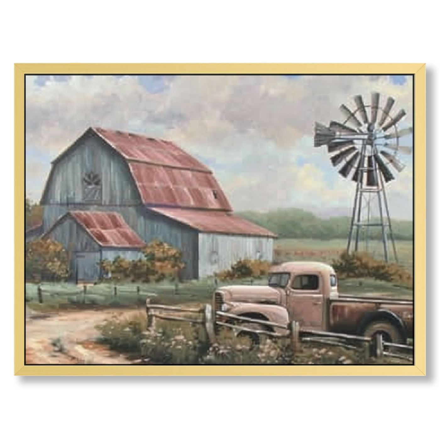 Farmhouse Barn Canvas Wall Art - Rustic Country Wall Decor for Living ...
