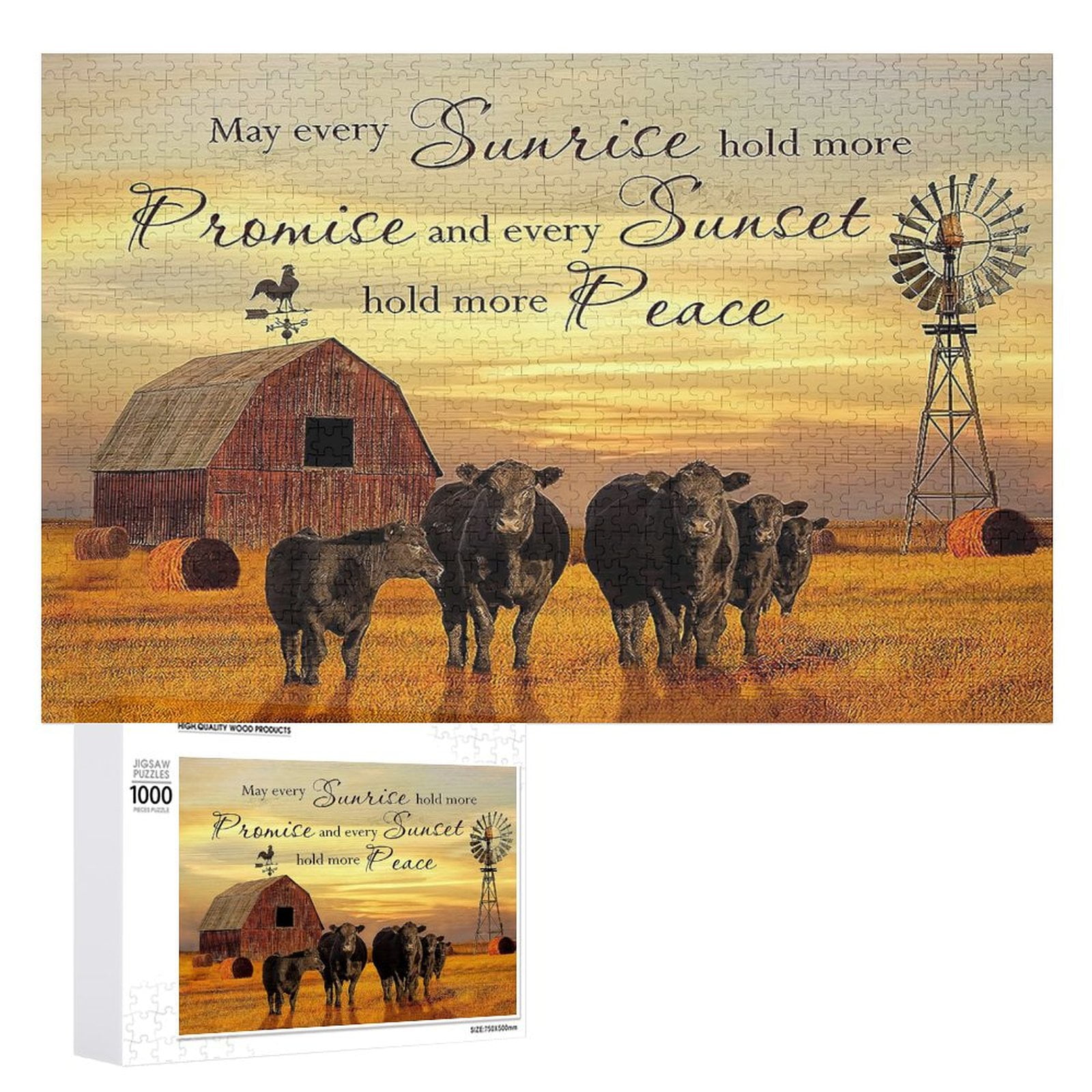 Farmhouse Barn Cow 1000 Piece Jigsaw Puzzles for Adults - Rustic ...