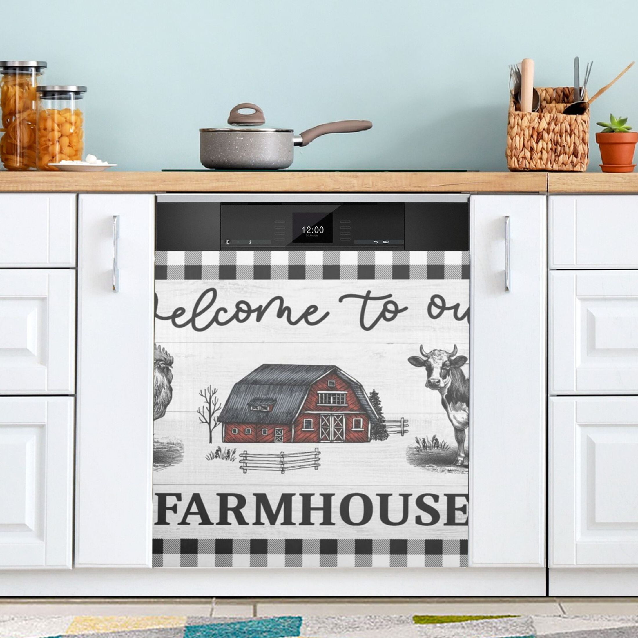 Farmhouse Barn Dishwasher Magnet Cover Reuseable Refrigerator Magnet ...