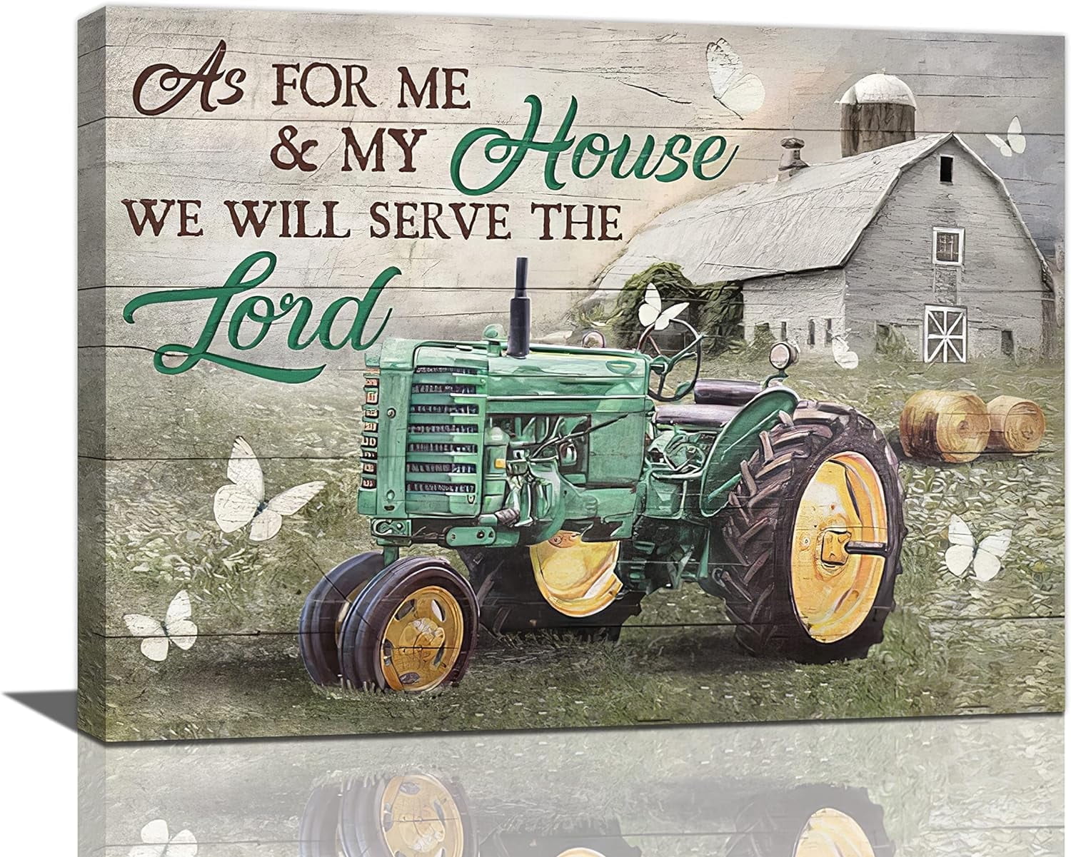 Farmhouse Barn Truck Wall Art Rustic Old Barn Teal Truck Butterfly ...