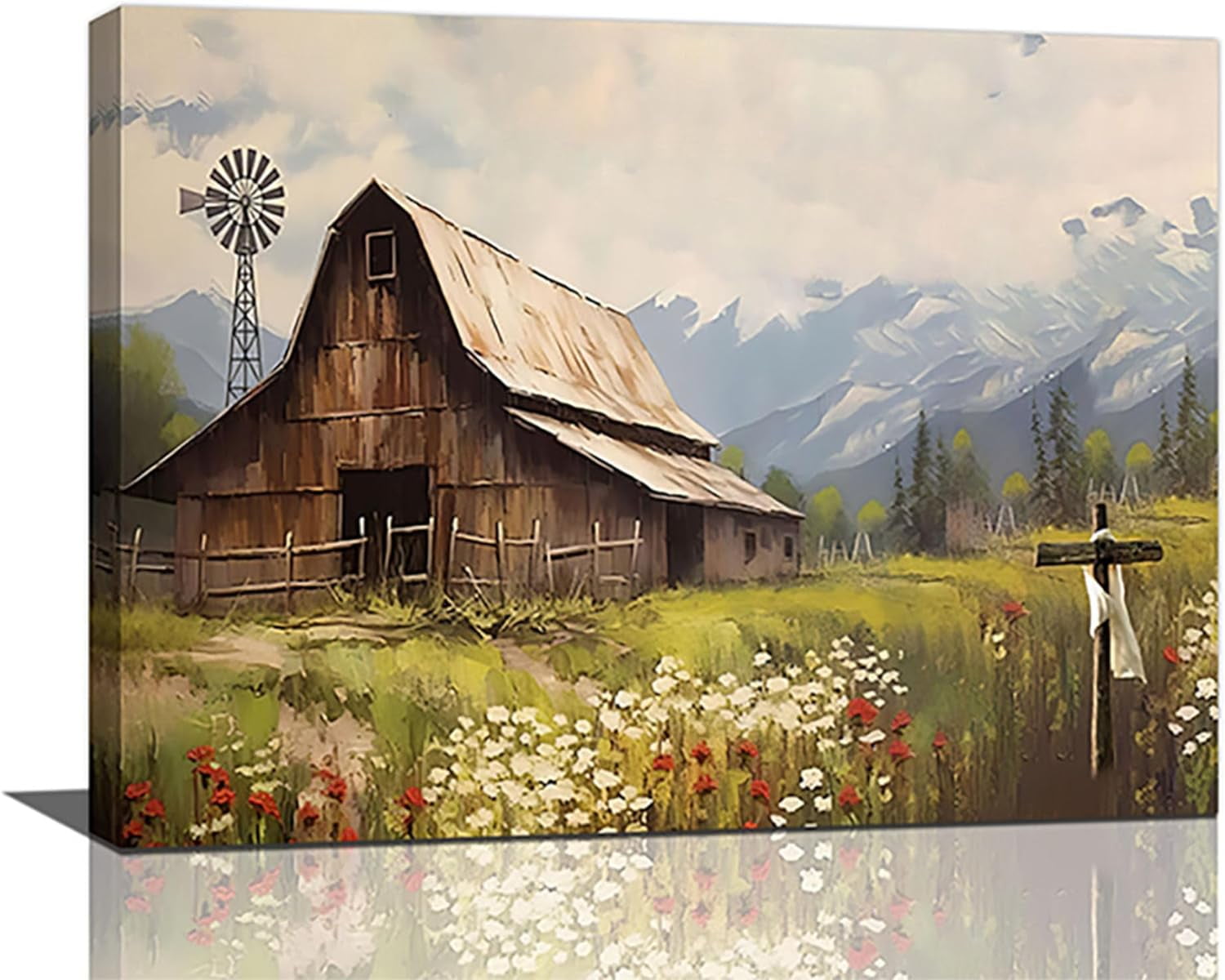 Farmhouse Barn Wall Art Christian Farm Scenery Pictures Motivational ...