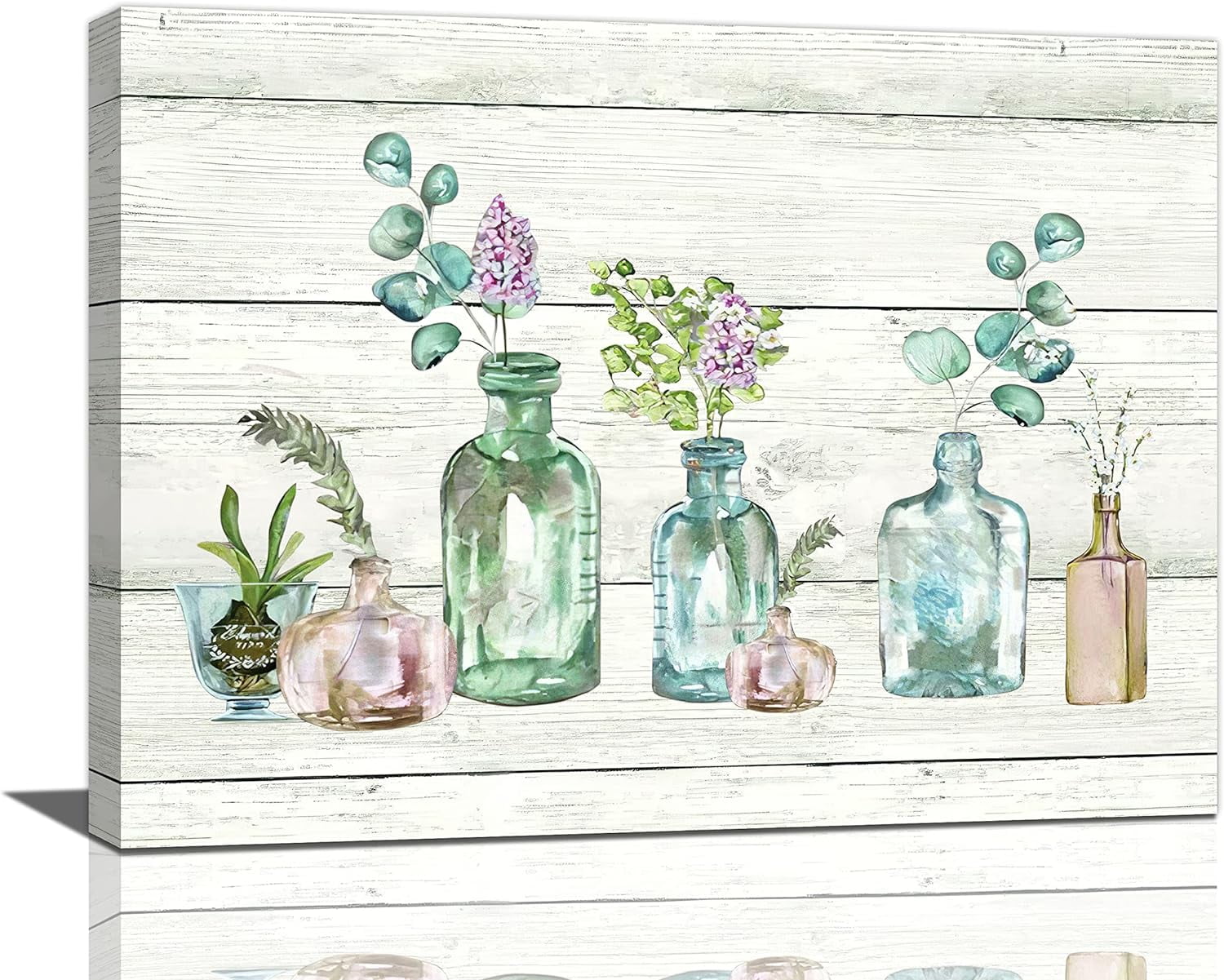 Farmhouse Bathroom Botanical Flower Wall Art Floral Bathroom Pictures Wall Decor Bottles and ...