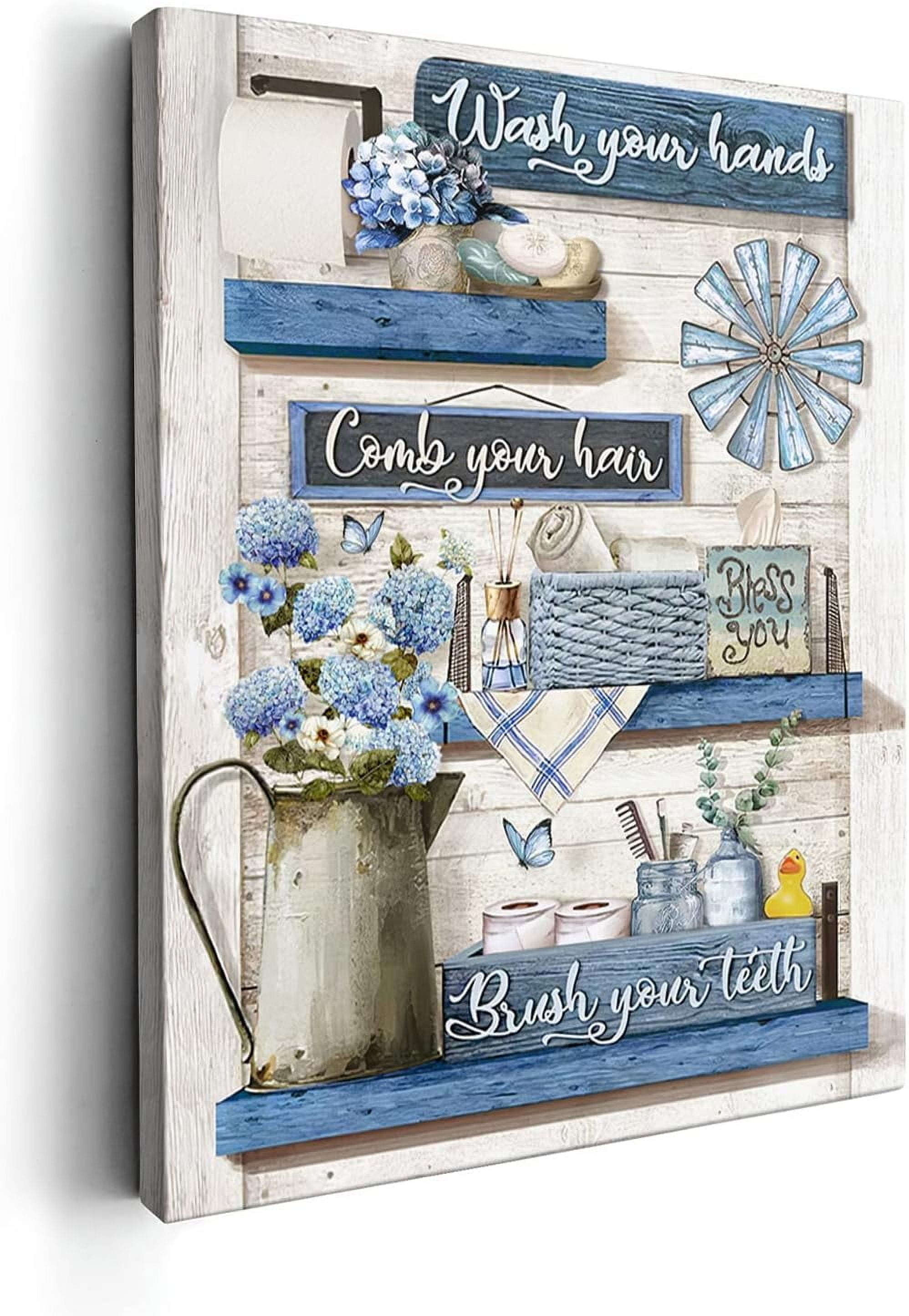 Farmhouse Bathroom Decor Wall Art Cute Bathroom Sign Poster Country ...