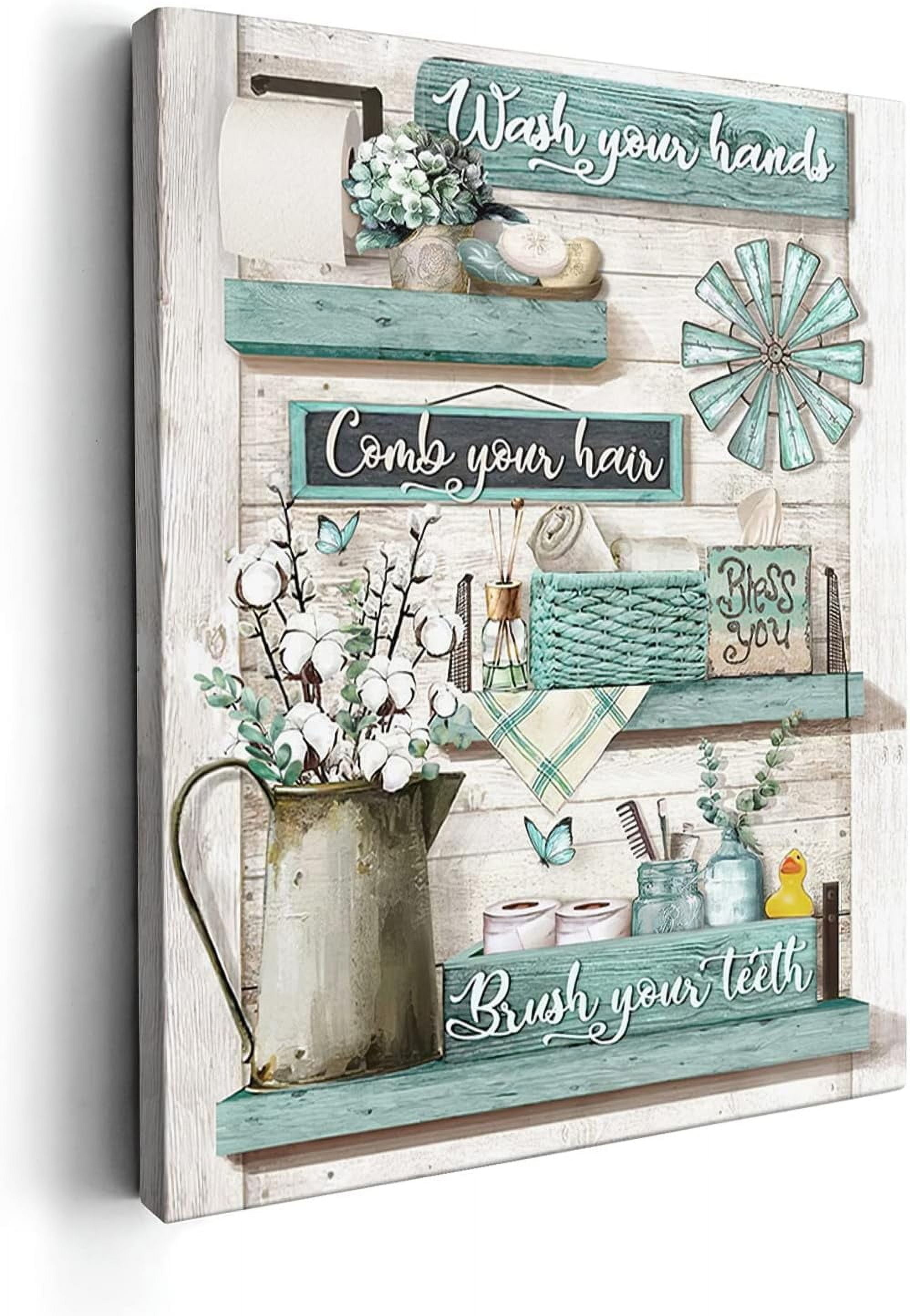 Farmhouse Bathroom Decor Wall Art Cute Bathroom Sign Poster Country ...
