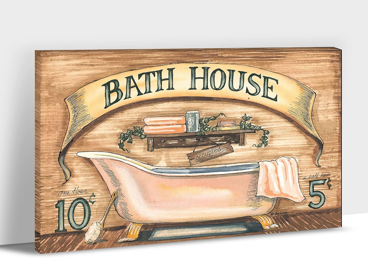 Farmhouse Bathroom Decor Wall Art - Funny Bath House Signs Canvas Print ...