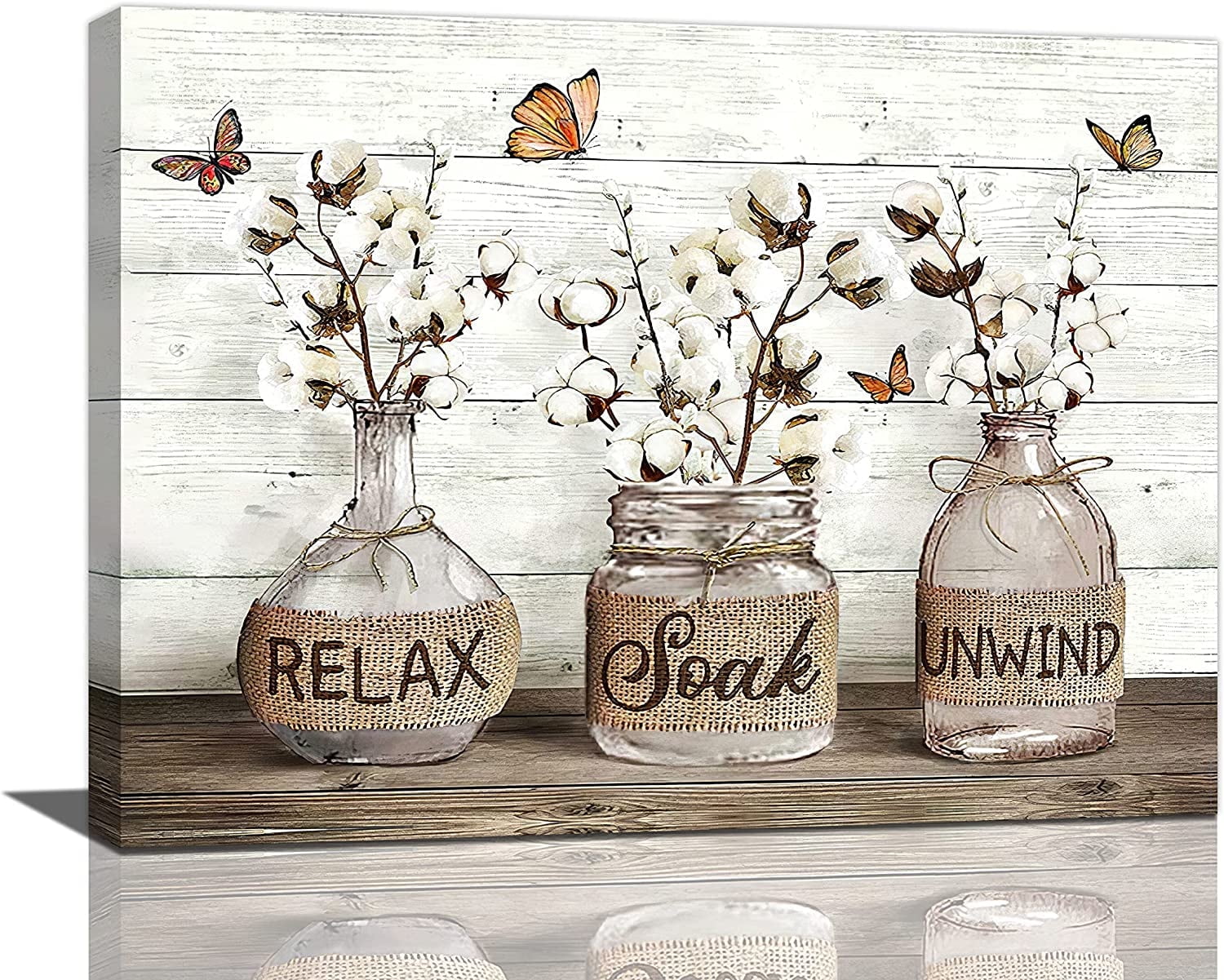 "Rustic Farmhouse Bathroom Decor Canvas Print, Relax Soak Unwind ...