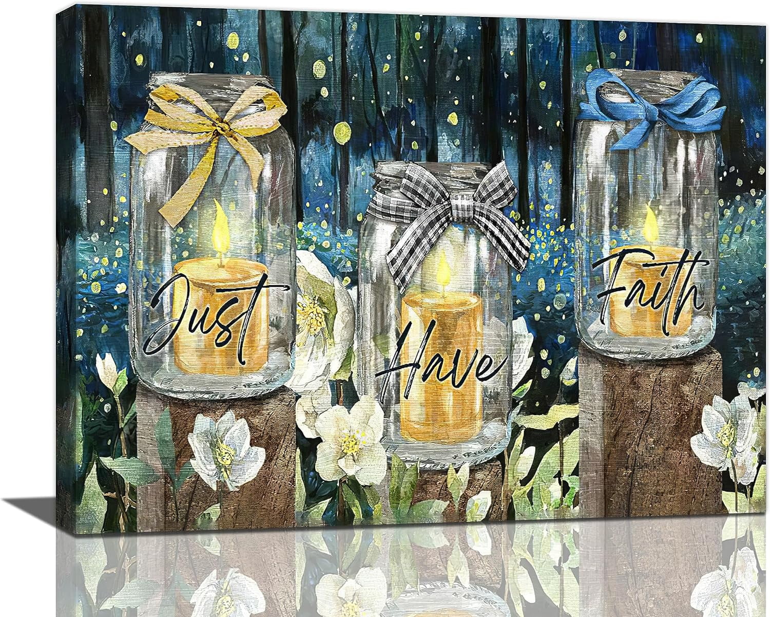 Farmhouse Bathroom Decor Wall Art Rustic Firefly Bottle Forest Night ...