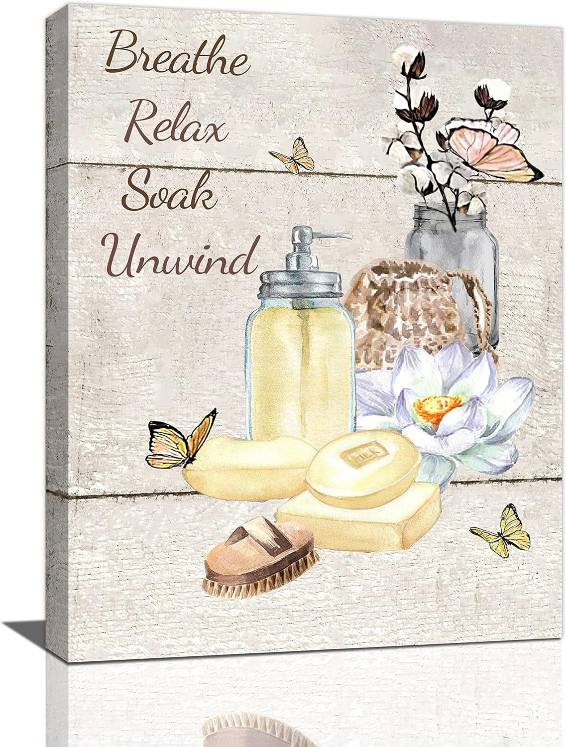 Farmhouse Bathroom Decor Wall Art Rustic Flower Butterfly Bathroom ...