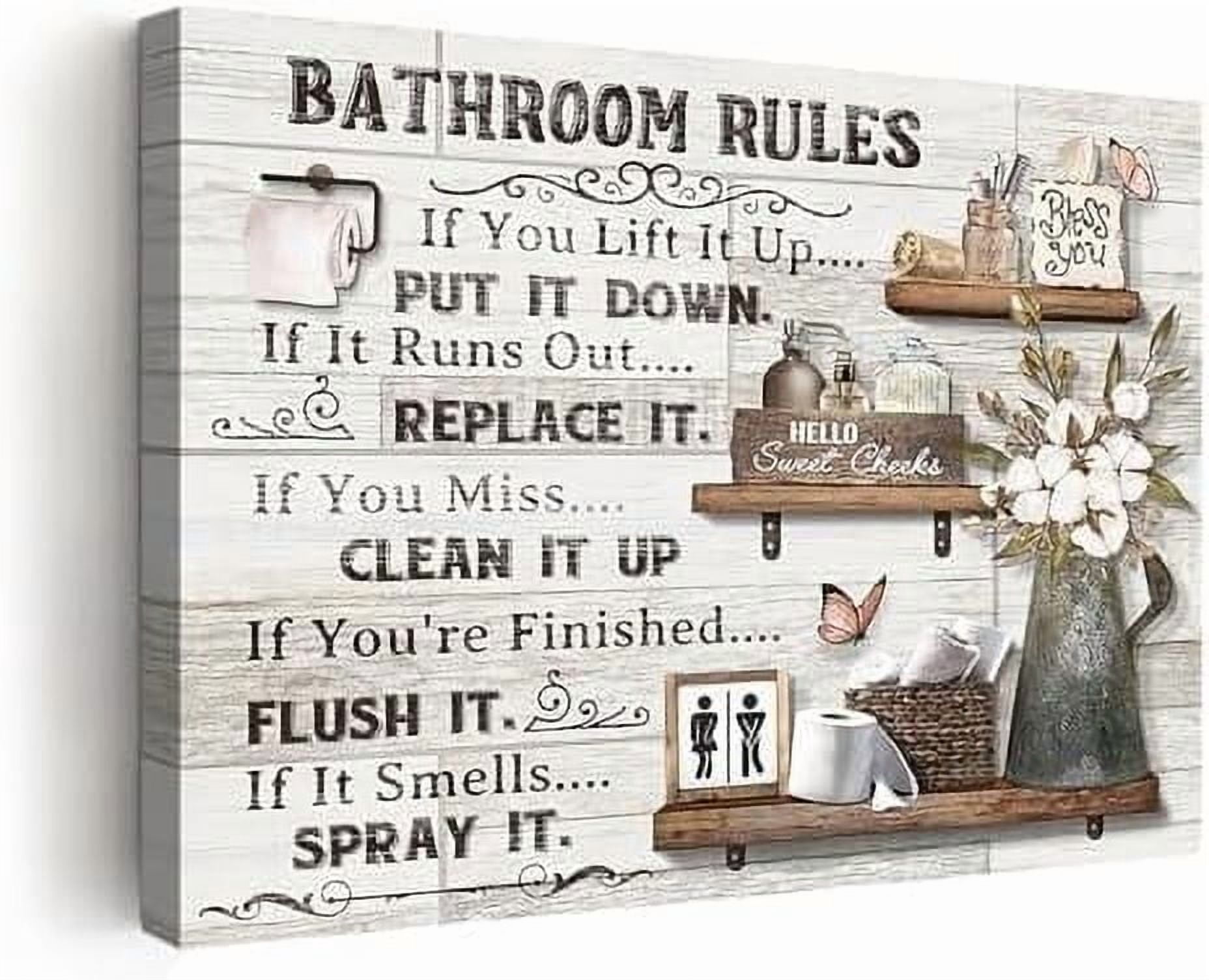 Farmhouse Bathroom Decor Wall Art, Rustic Flower & Butterfly Canvas ...