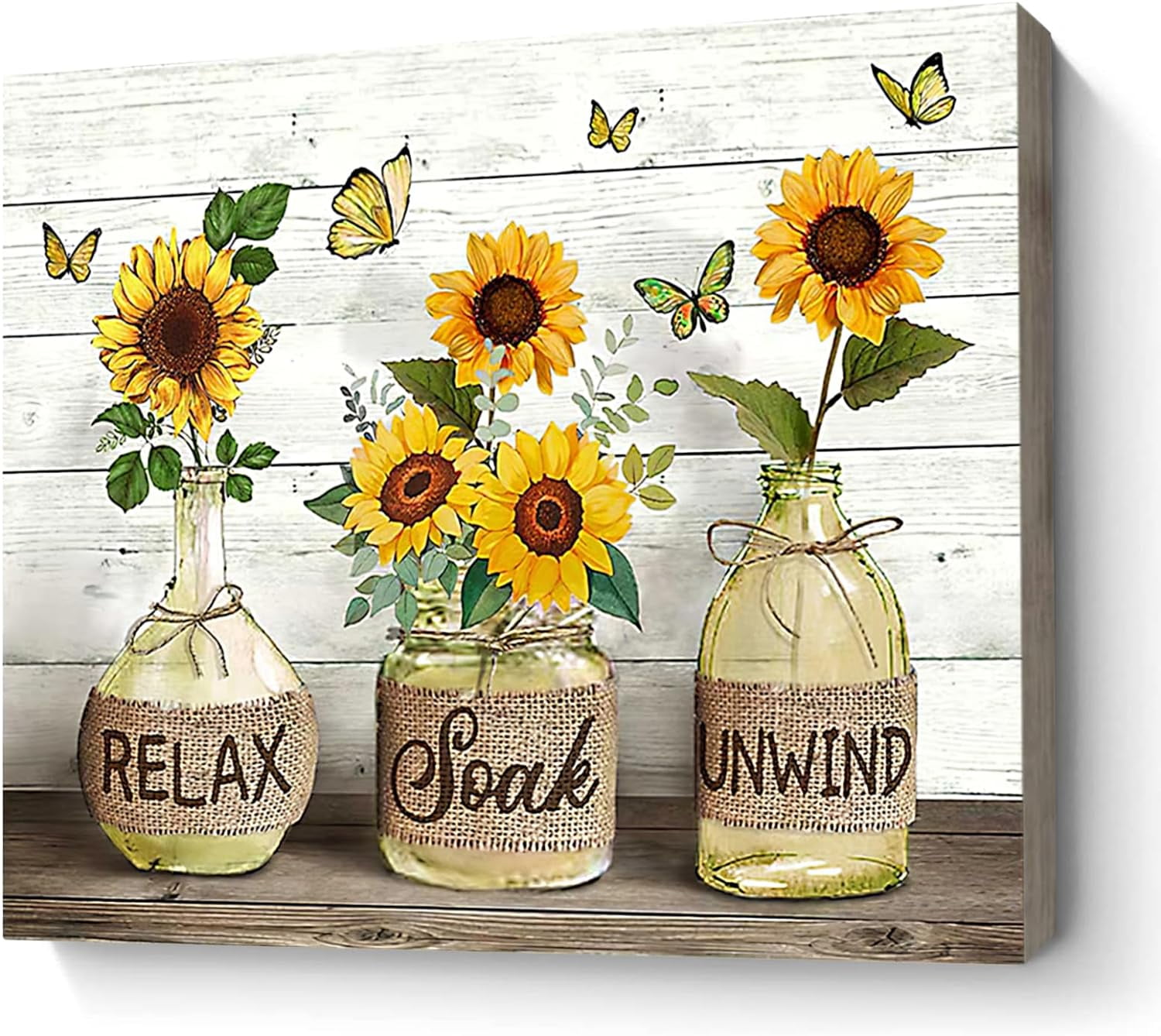 Farmhouse Bathroom Decor Wall Art Rustic Bathroom Art Sunflower In ...