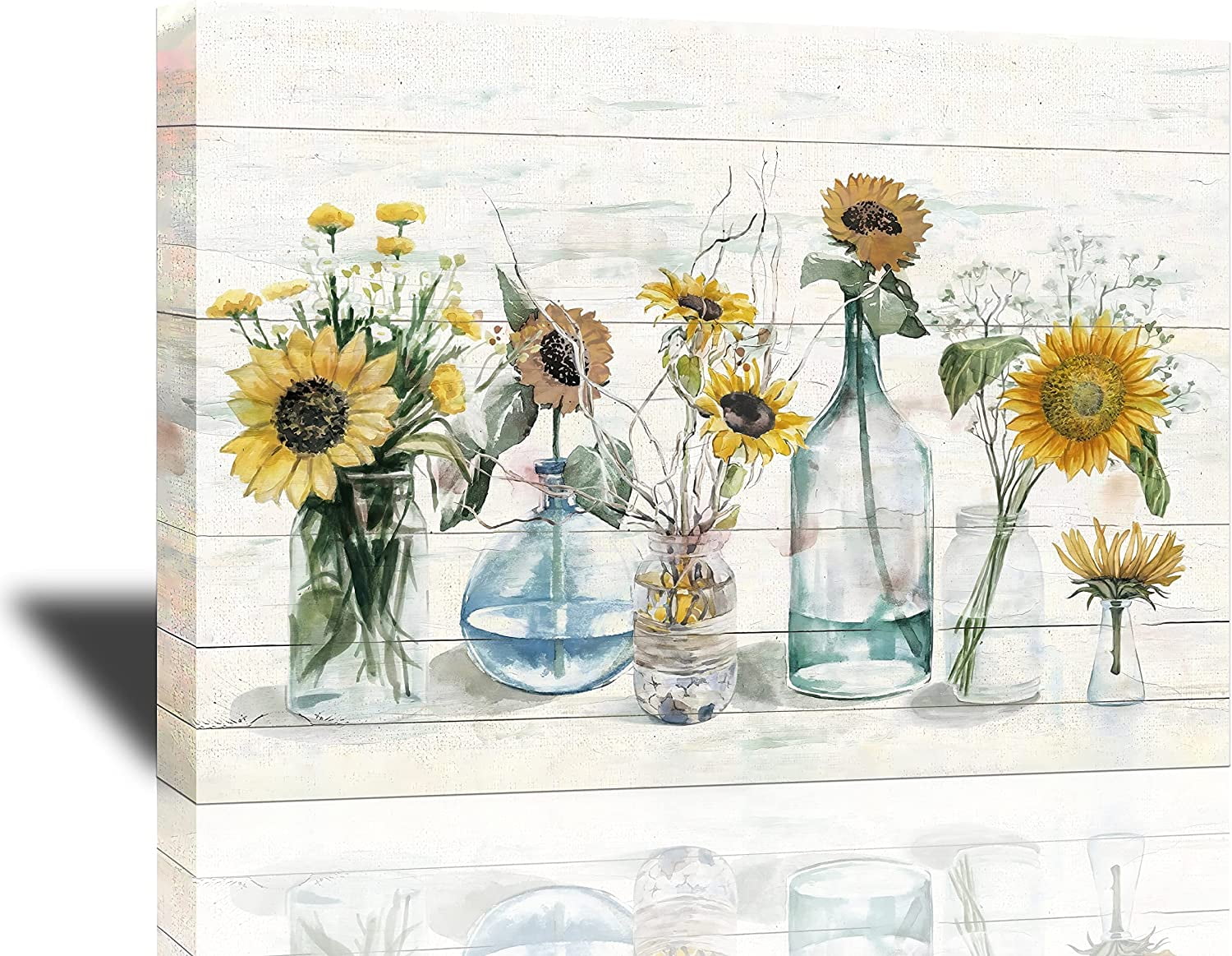 Farmhouse Bathroom Decor Wall Art Rustic Sunflowers Pictures Florals ...
