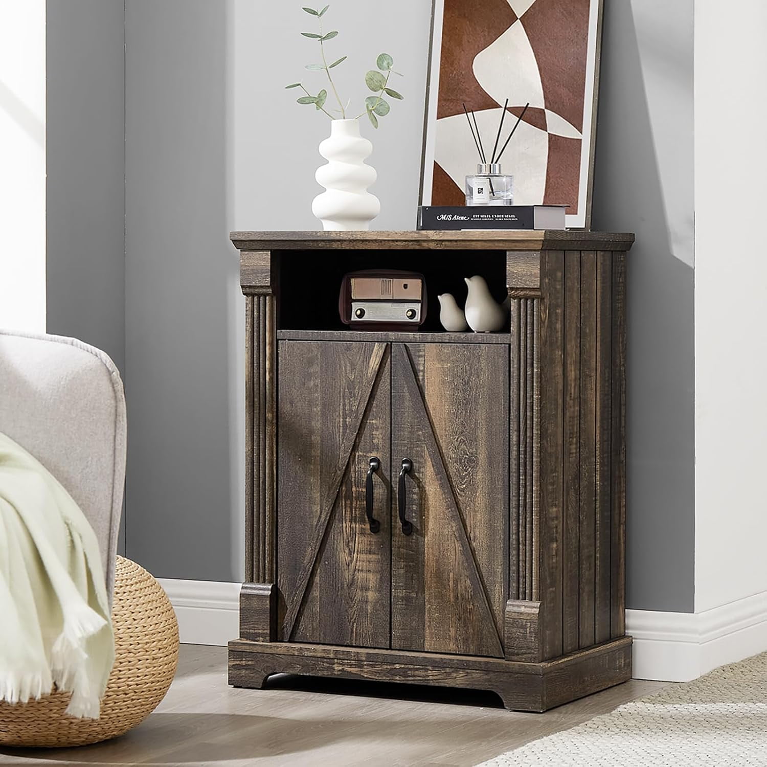 Farmhouse Bathroom Floor Cabinet, Freestanding Storage Cabinet with ...