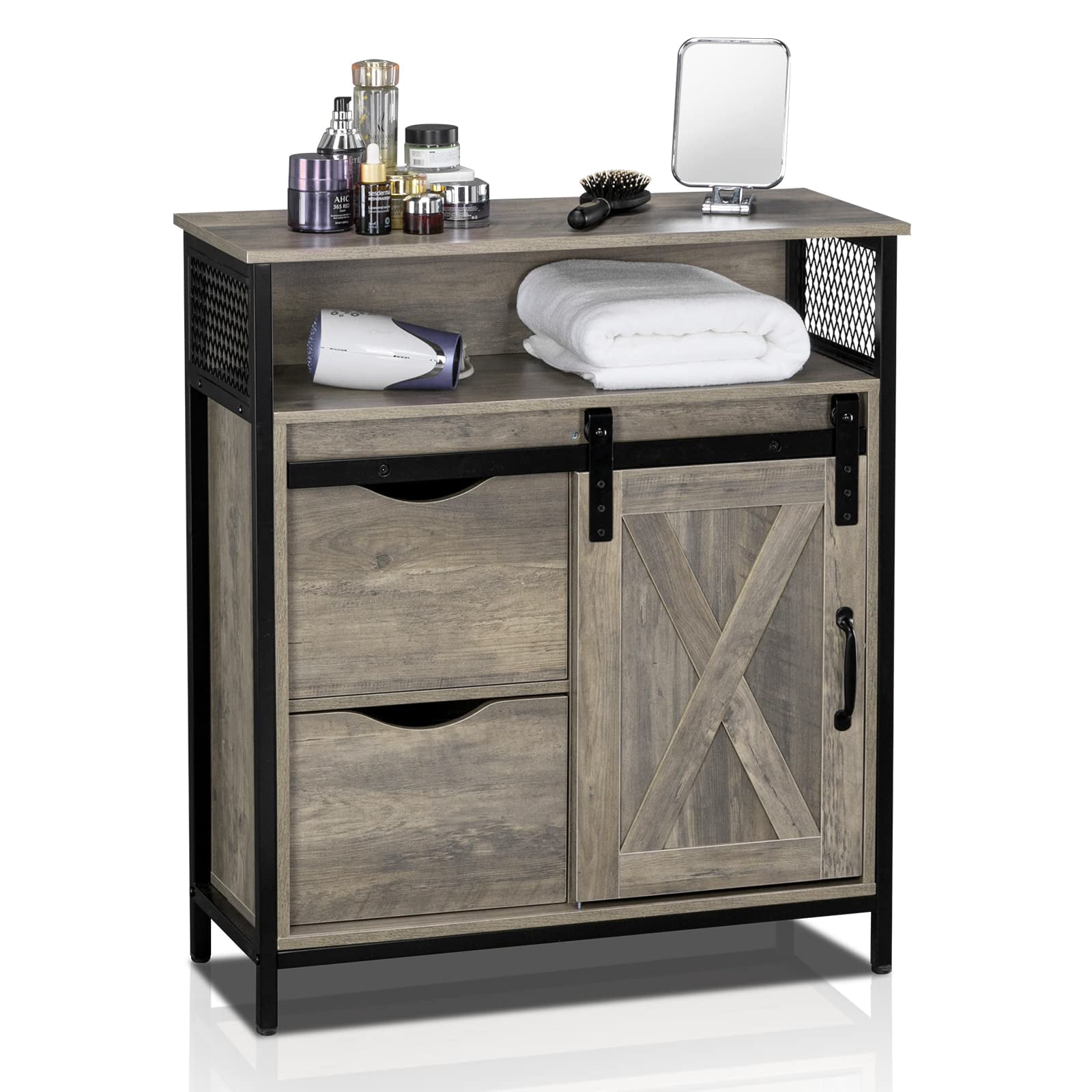 Farmhouse Bathroom Floor Storage Cabinet, Rustic Freestanding Cabinet ...
