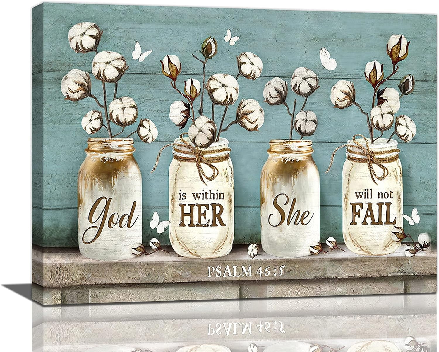 Farmhouse Bathroom Floral Wall Art Cotton Pictures Wall Decor Bathroom ...