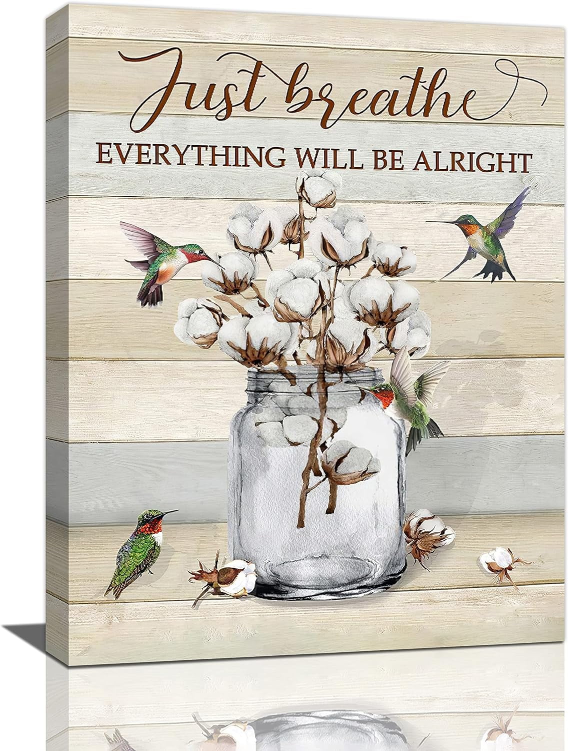 Farmhouse Bathroom Floral Wall Art Rustic Cotton Hummingbird Pictures ...