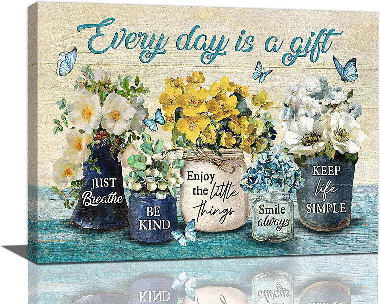Farmhouse Bathroom Flower Decor Wall Art Every Day Is A Gift Butterfly ...