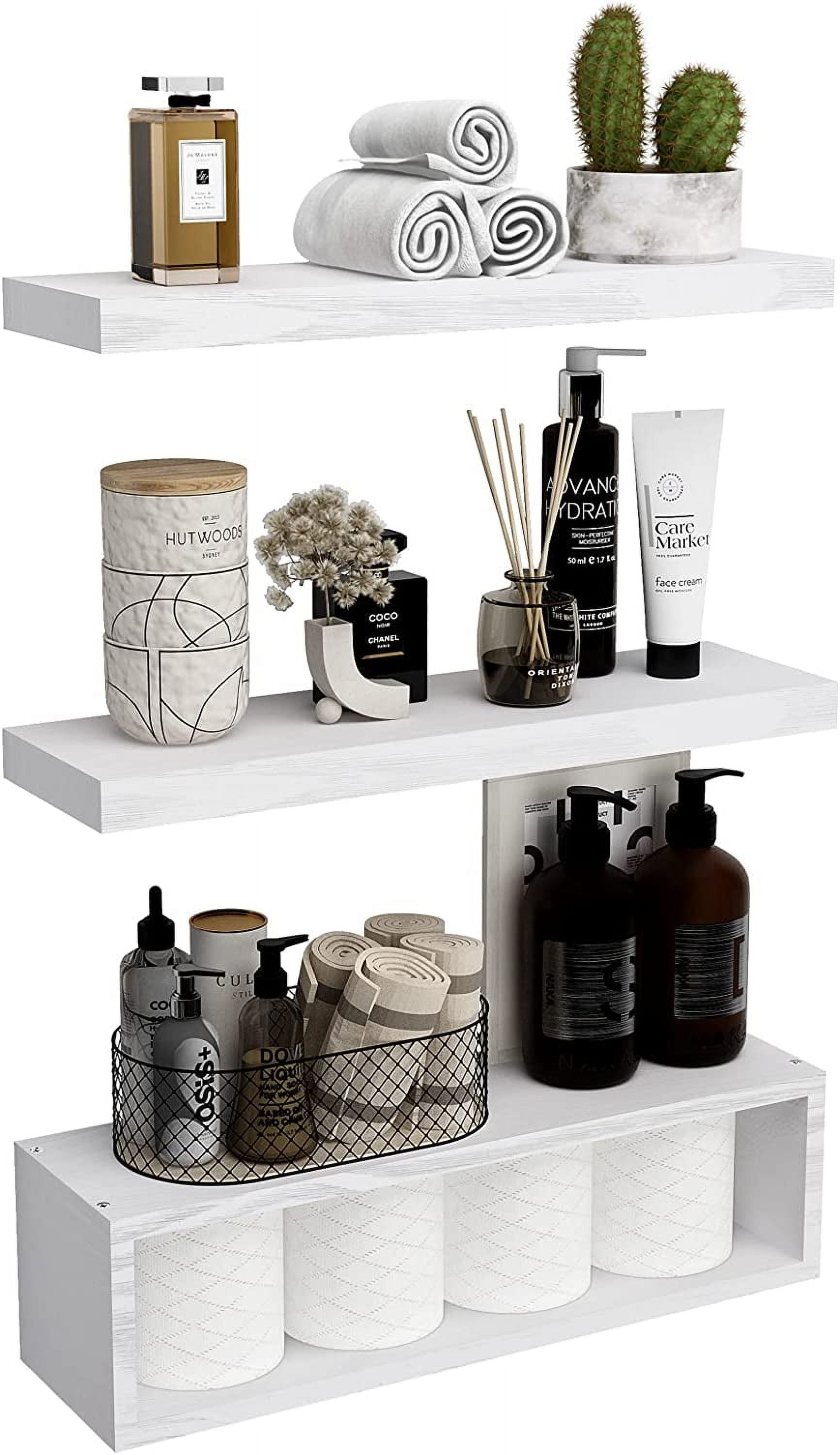 Farmhouse Bathroom Shelves Over Toilet with Paper Storage Rack, Wall ...