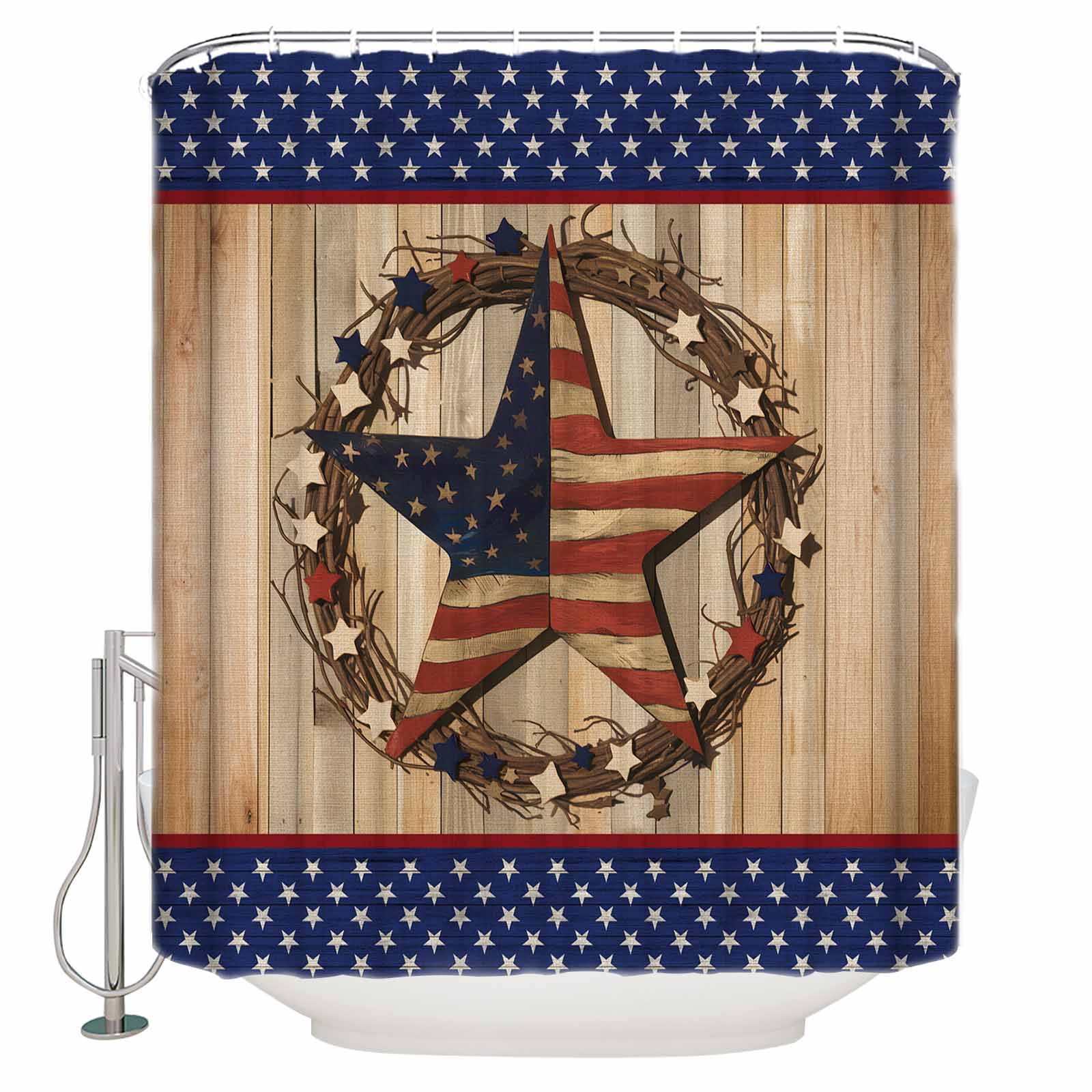 Farmhouse Bathroom Shower Curtains with 12 Hooks Polyester Waterproof ...