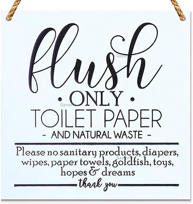 Farmhouse Bathroom Signs Decor-Flush Only Toilet Paper Sign-Funny ...