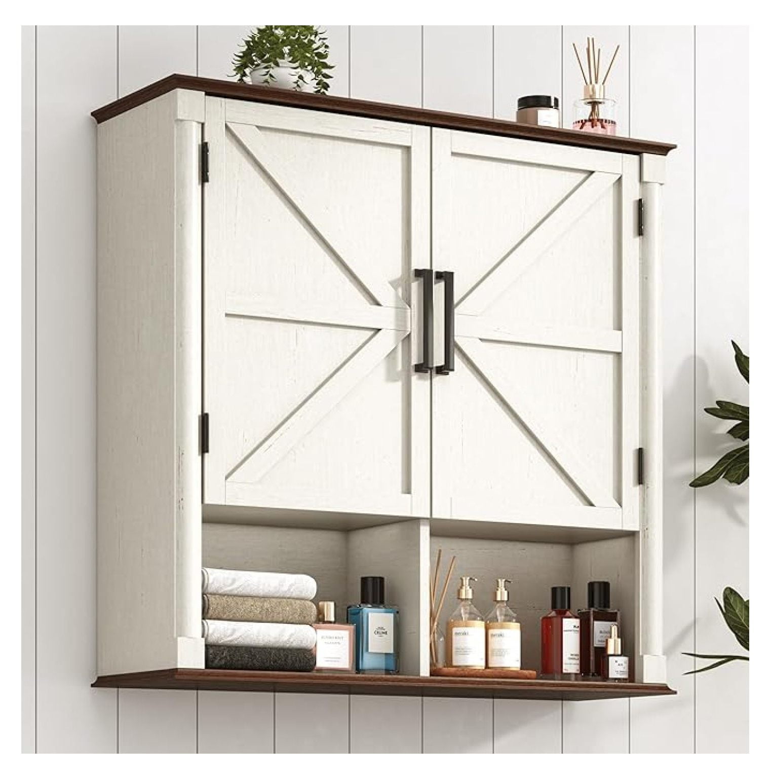 Farmhouse Bathroom Storage Cabinet,Double Wooden Bathroom Wall Cabinet ...