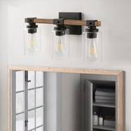 Uolfin 22 in. 3-Light Rustic Bronze Bathroom Vanity Light with Seeded ...