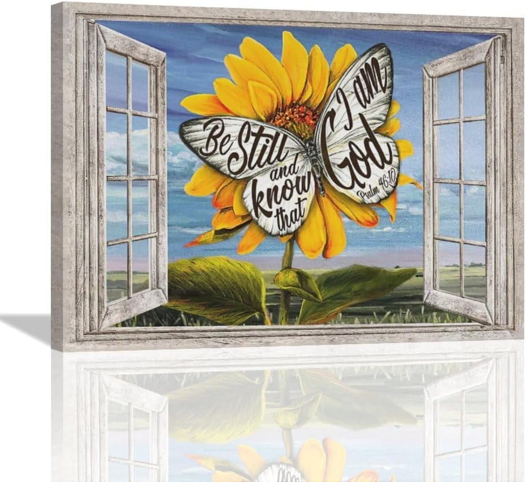 Farmhouse Bathroom Wall Art Sunflower Butterfly Canvas Pictures Wall ...