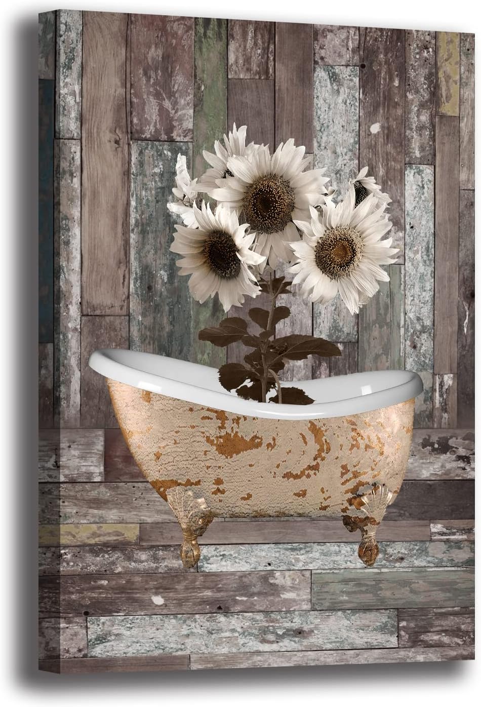 Farmhouse Bathroom Wall Art Sunflower Wall Decor Rustic Farmhouse ...