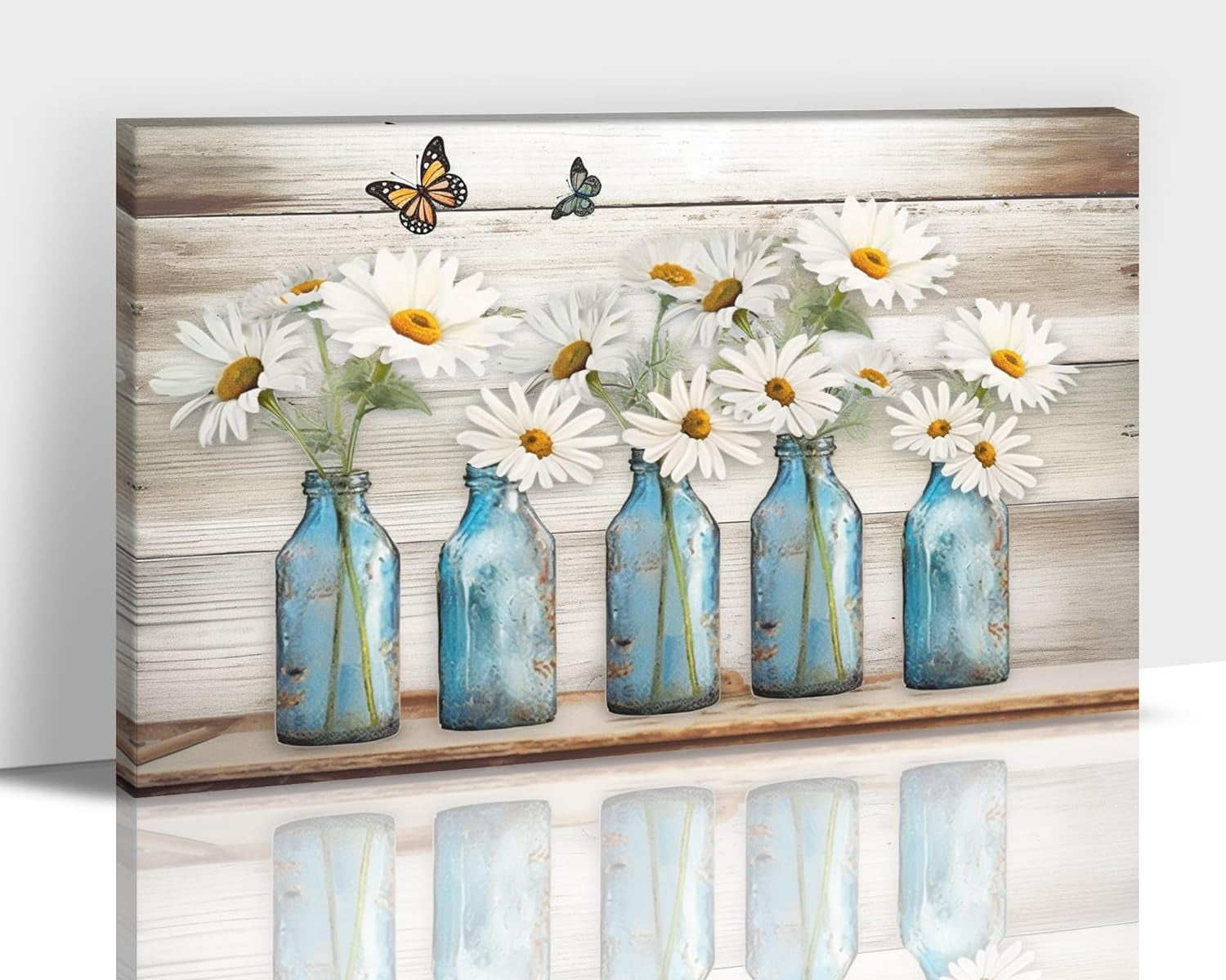 Farmhouse Bathroom Wall Decor Rustic Bathroom Wall Art, Butterfly Daisy ...