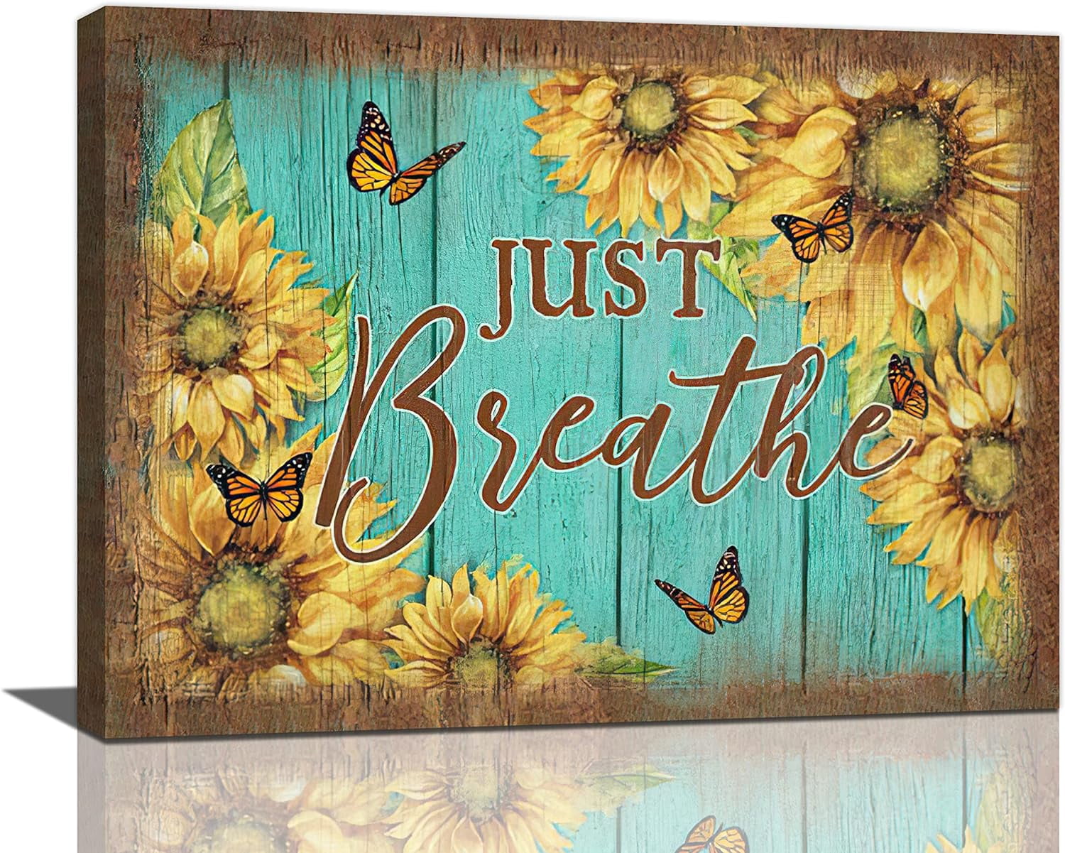 Farmhouse Bathroom Wall Decor Sunflower Wall Art Just Breathe ...