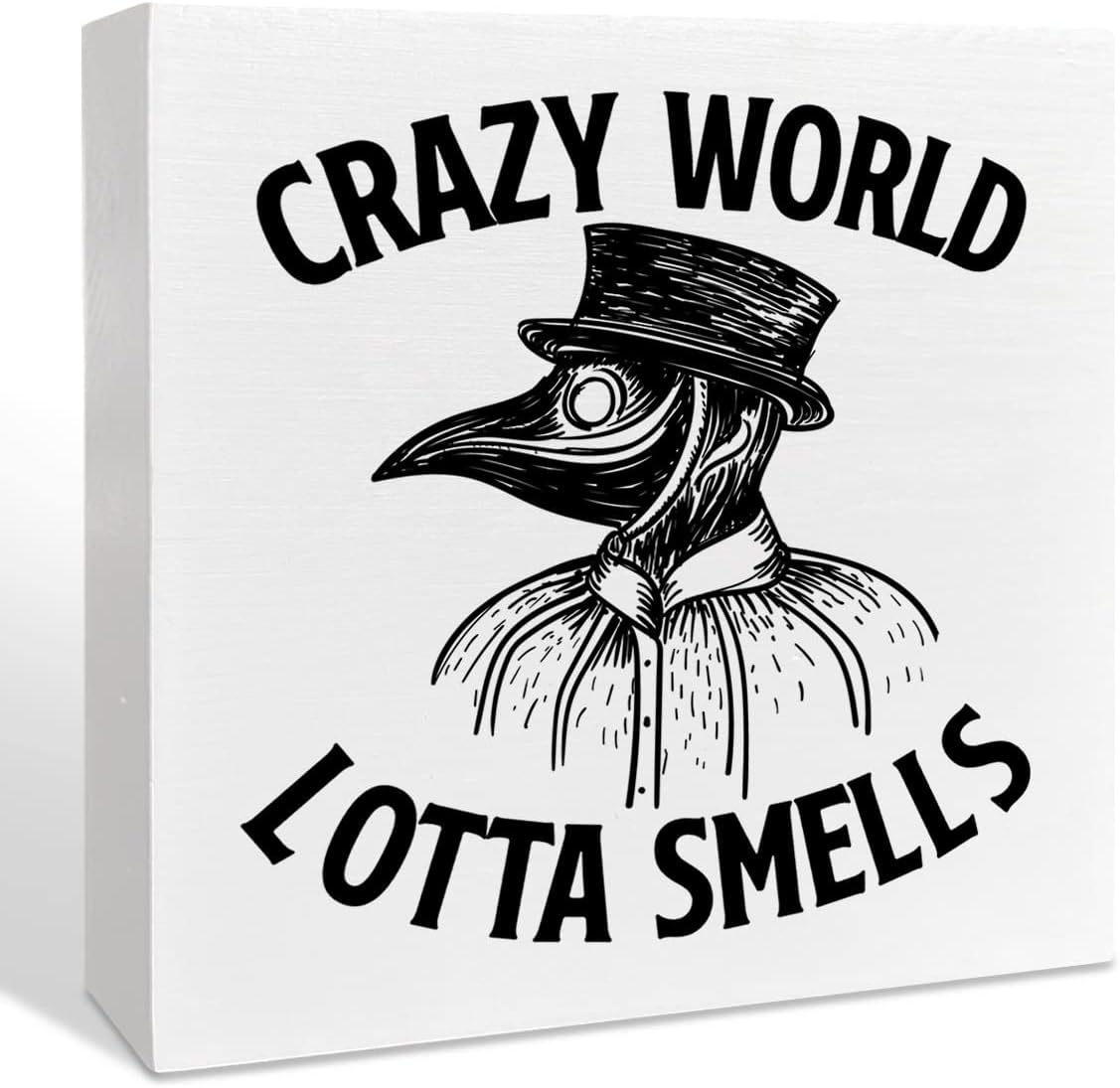 Farmhouse Bathroom Wooden Box Sign, Crazy World Lotta Smells, Funny ...
