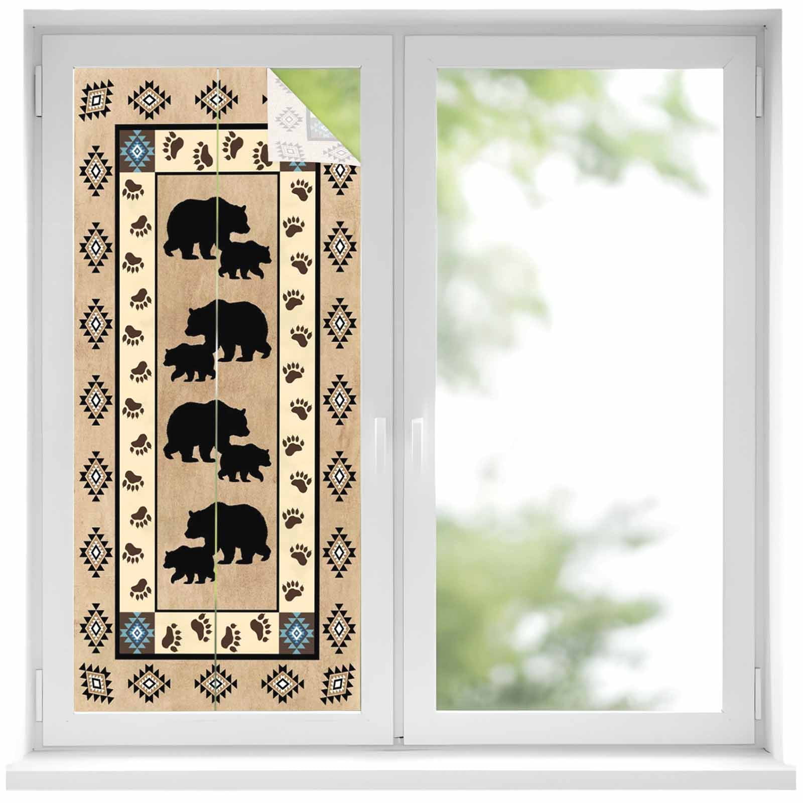 Farmhouse Bear Window Privacy Film, Country Vintage Animals Paw Print ...
