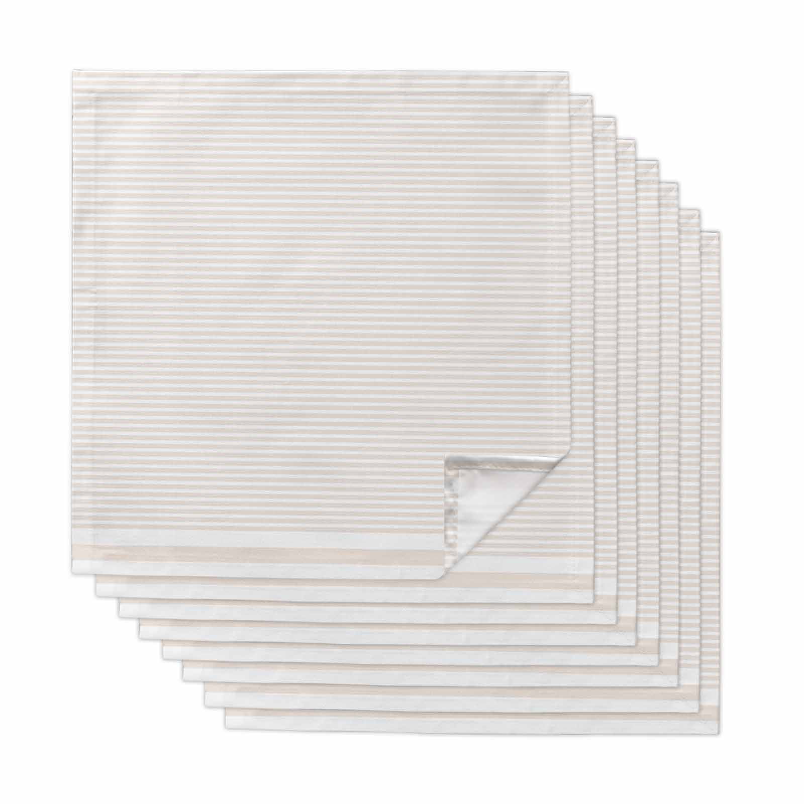 Farmhouse Beige White Striped Cloth Napkins, Modern Stripes Washable ...