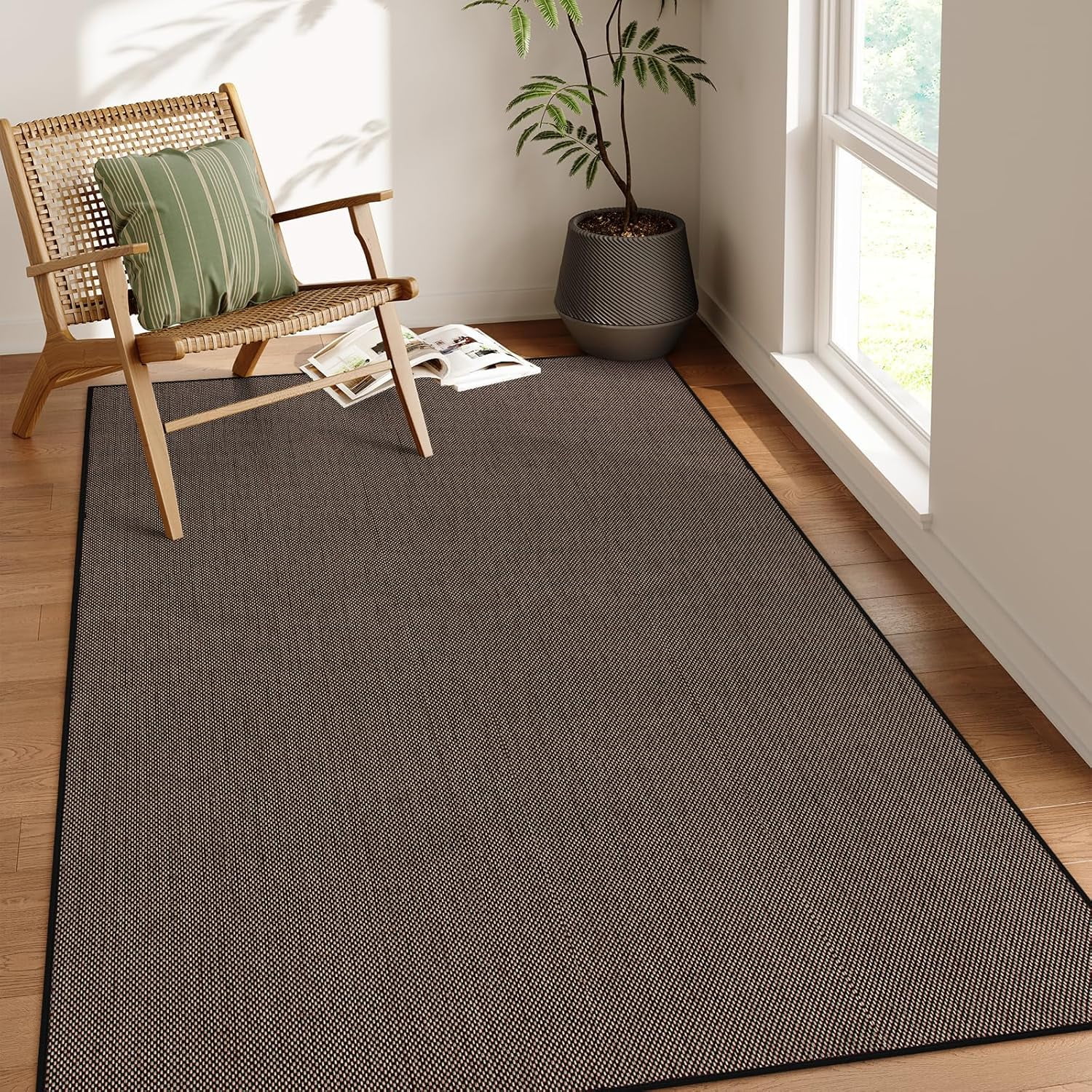 Farmhouse Black Rug for Living Room, 5x8 Washable Area Rug for Dining ...