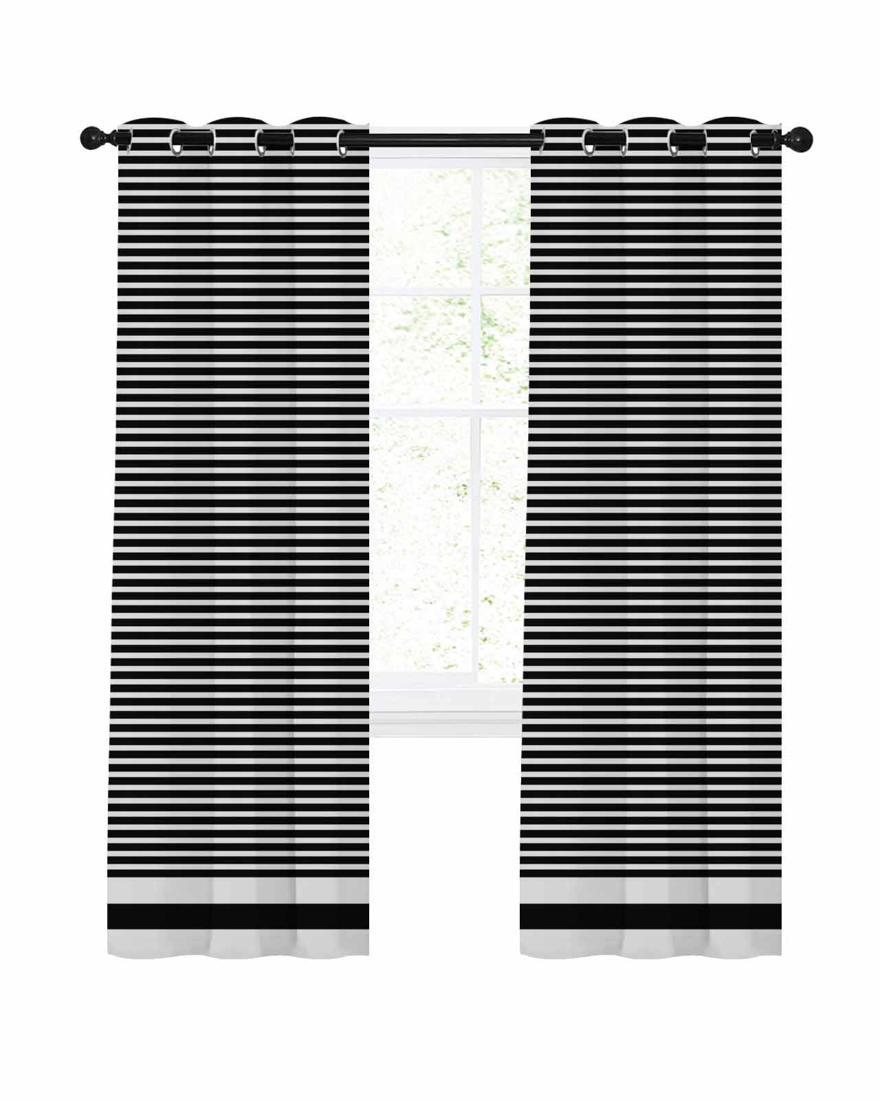 Farmhouse Black White Striped Blackout Curtains 84 Inches Long for ...